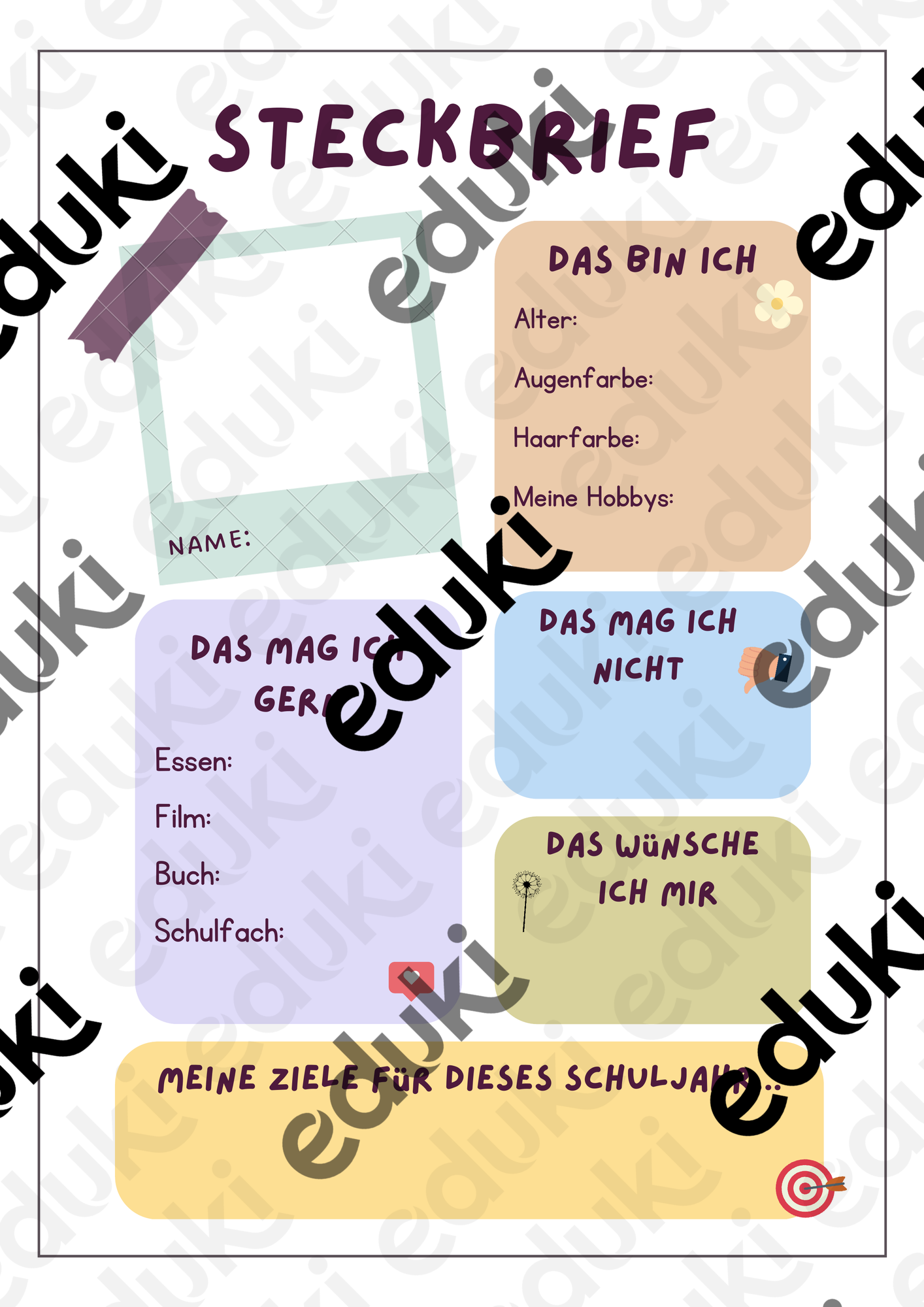 Steckbrief für Kinder – Unterrichtsmaterial in den Fächern ...