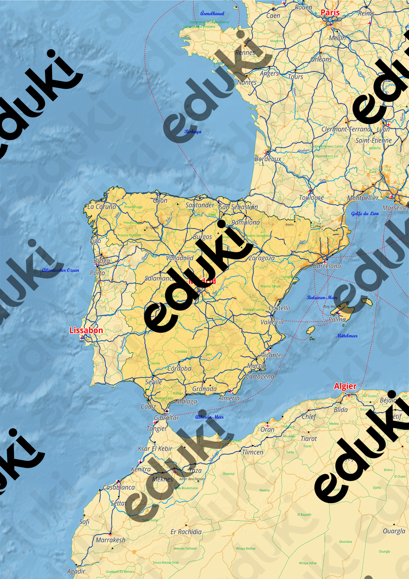 Schne Spanien Ksten Karte Bildnull