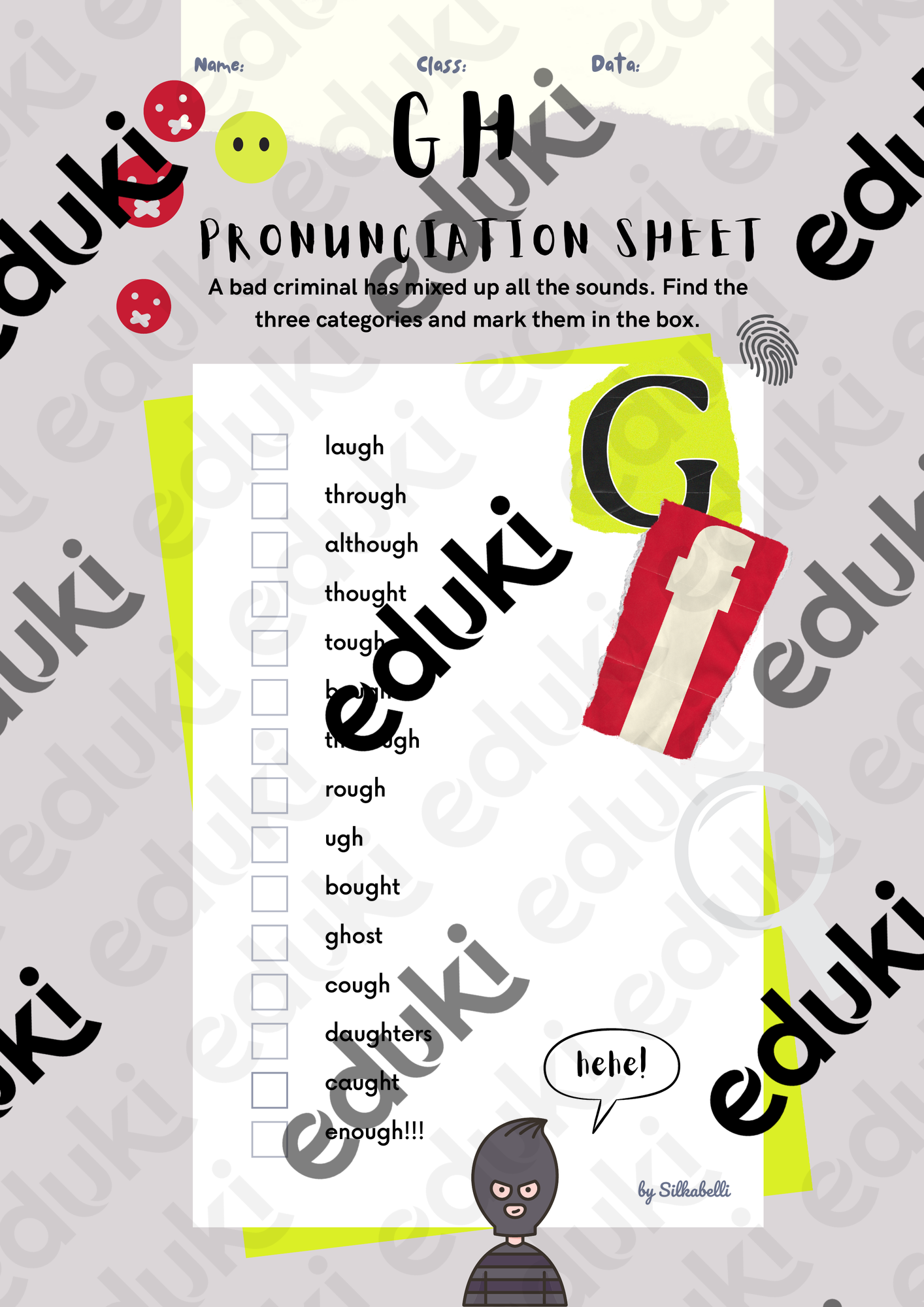 GH pronunciation sheet – Unterrichtsmaterial im Fach Englisch