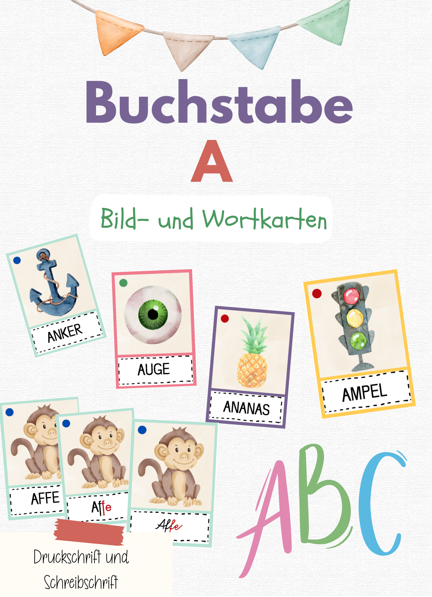 Buchstabe A Bildkarten, Alphabetisierung, DaZ, Deutsch ...