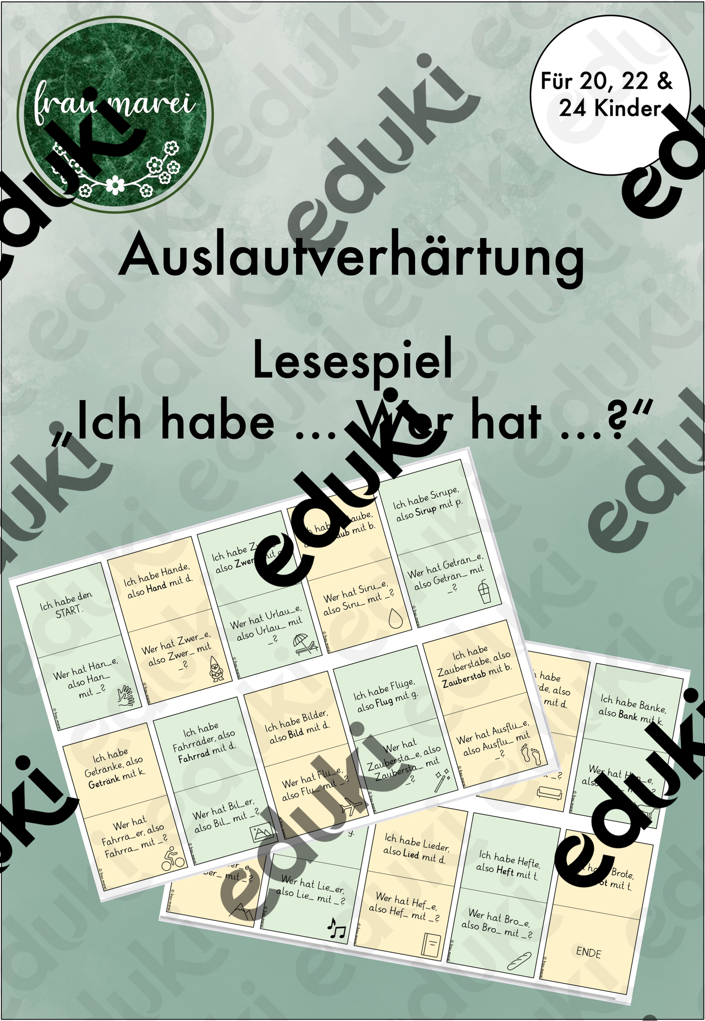 Auslautverhärtung Lesespiel - Ich habe ... Wer hat ...