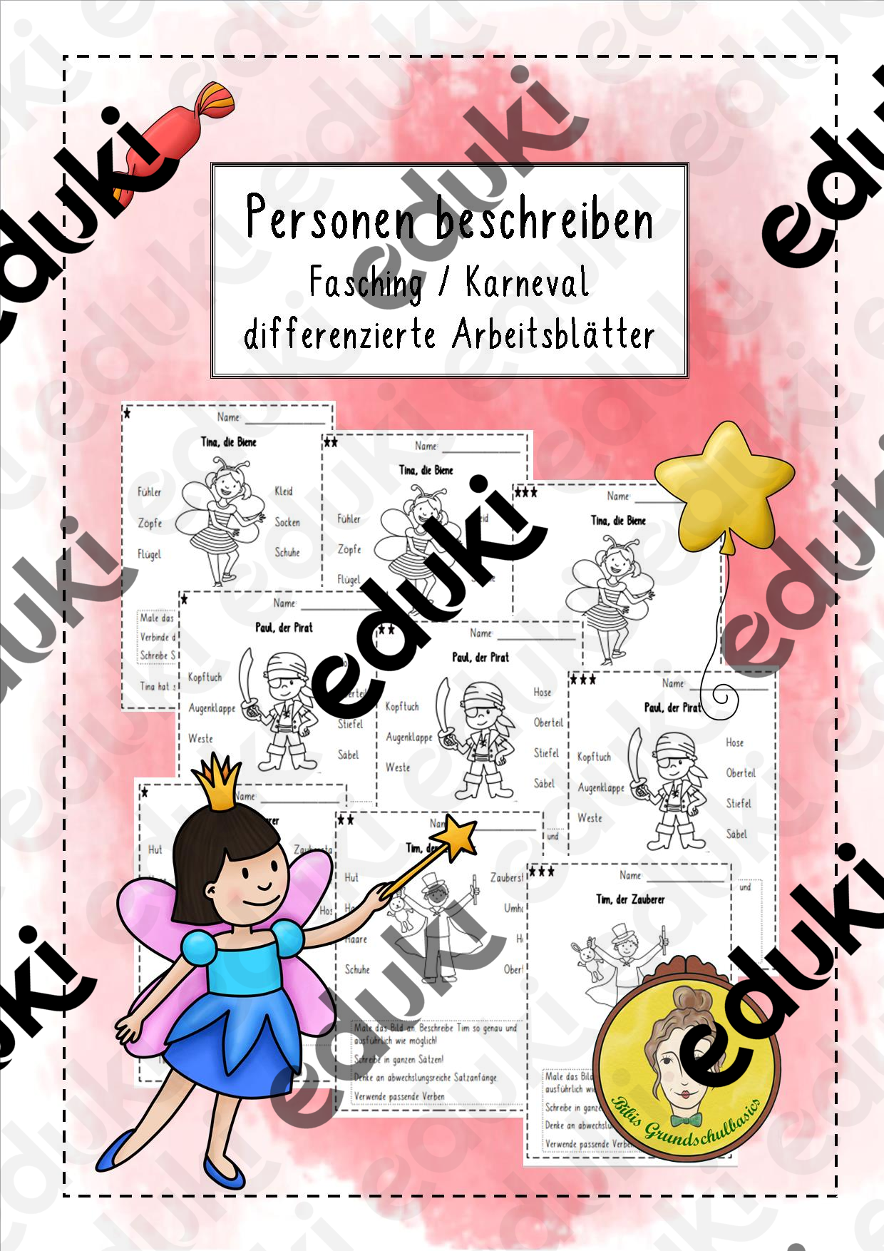 Personenbeschreibung - Fasching und Karneval - Tippheft und Bildkarten ...