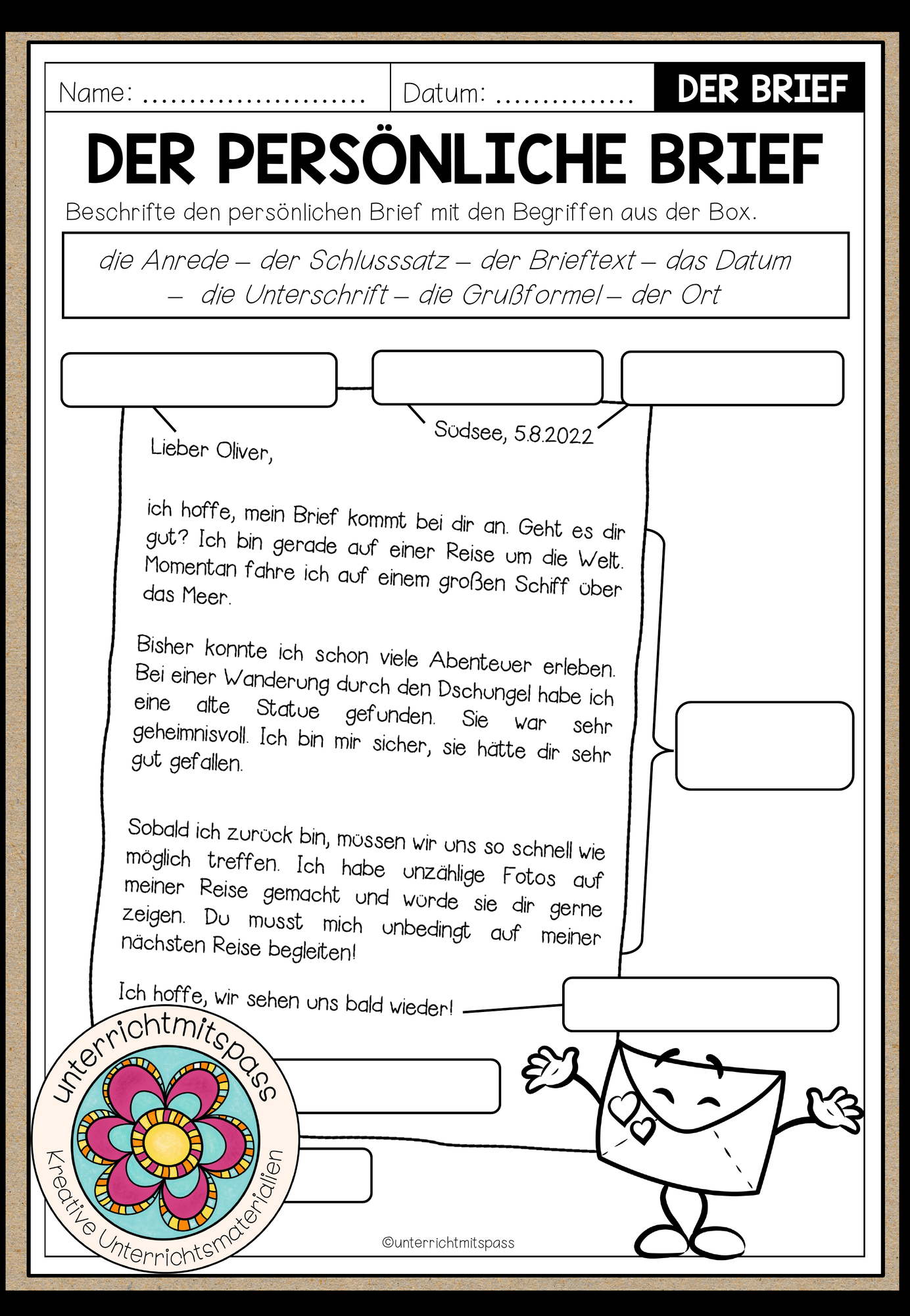 BRIEFE - Der Aufbau / die Bestandteile des persönlichen Briefs ...