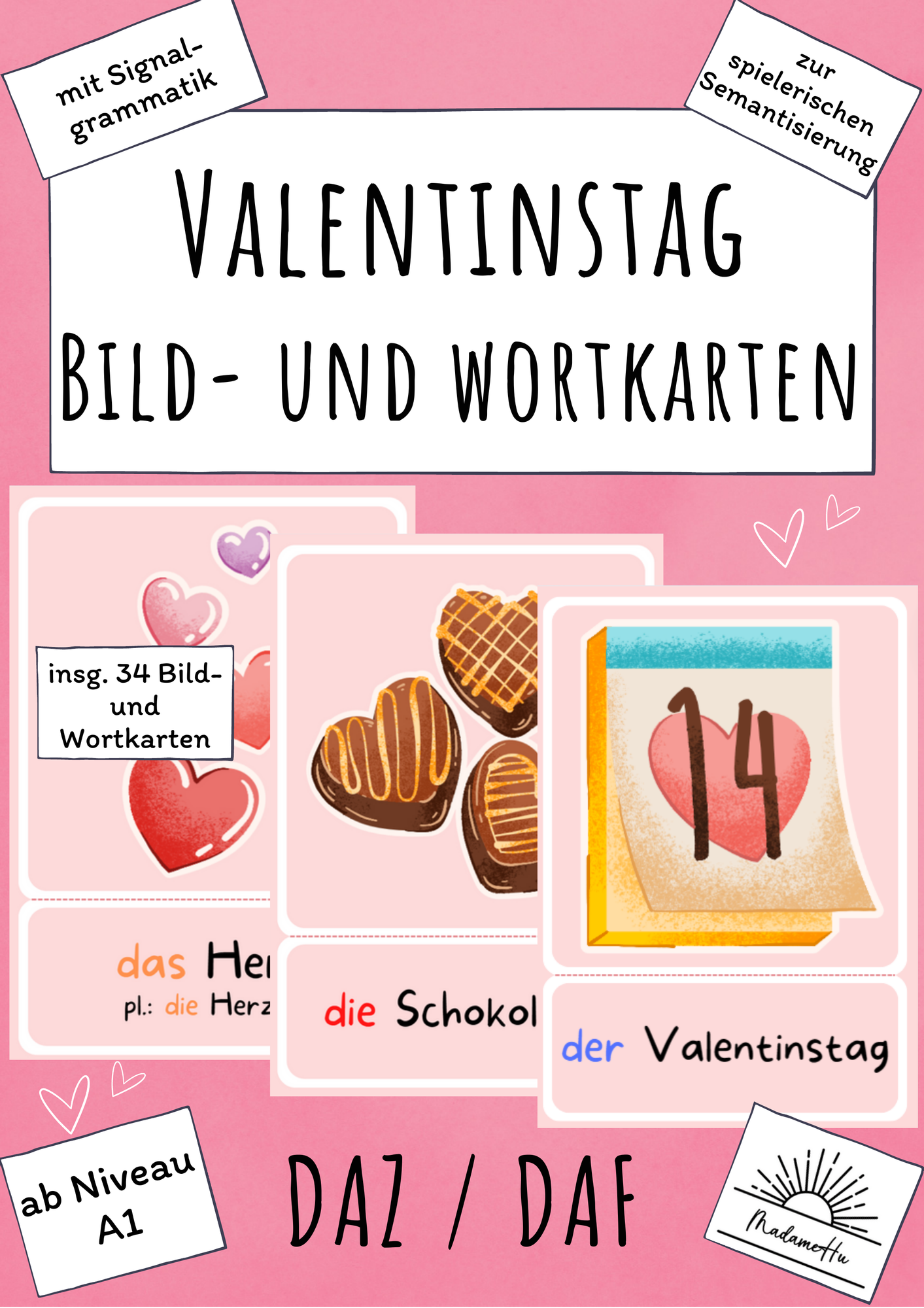 Valentinstag: Bild- und Wortkarten (DAZ DAF) – Unterrichtsmaterial im ...