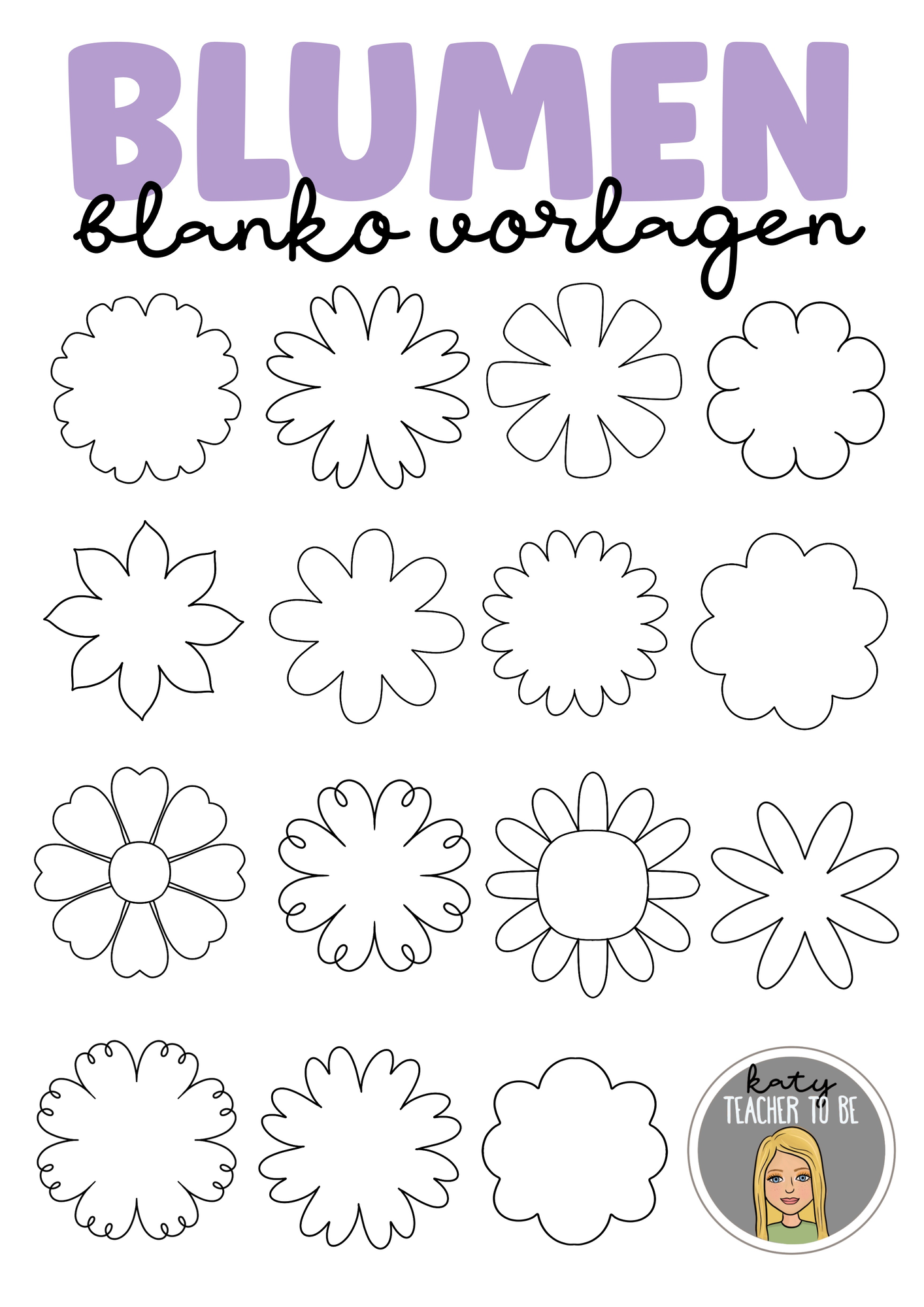 Blumen Umrisse / Cliparts zum Gestalten - Blanko Vorlagen ...