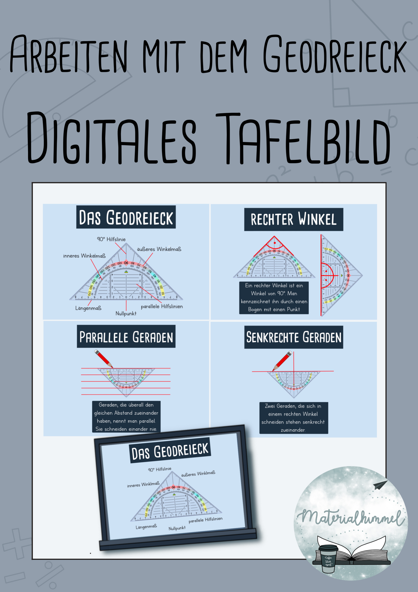 Arbeiten mit dem Geodreieck - Digitales Tafelbild – Unterrichtsmaterial ...