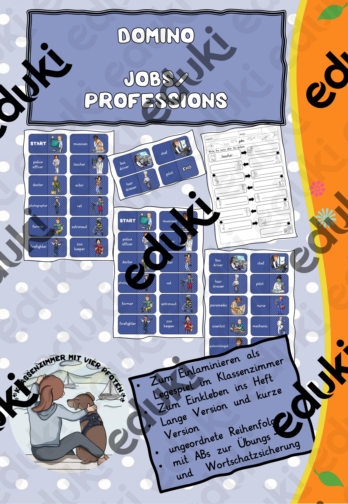 Domino Jobs/Professions – Unterrichtsmaterial im Fach Englisch