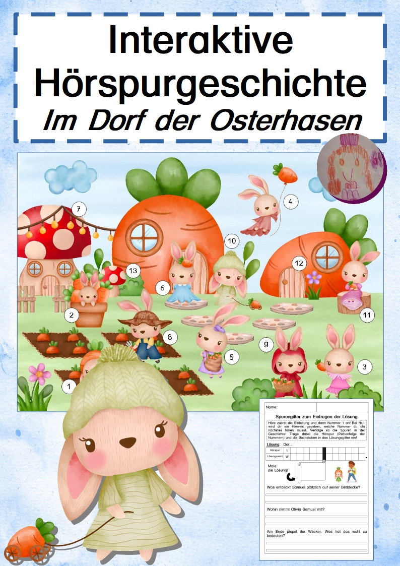 Interaktive und analoge Hörspurgeschichte: Im Dorf der Osterhasen ...