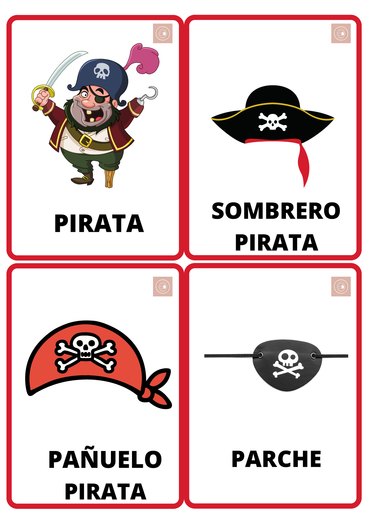 Tarjetas para trabajar el vocabulario pirata - material de la siguiente ...