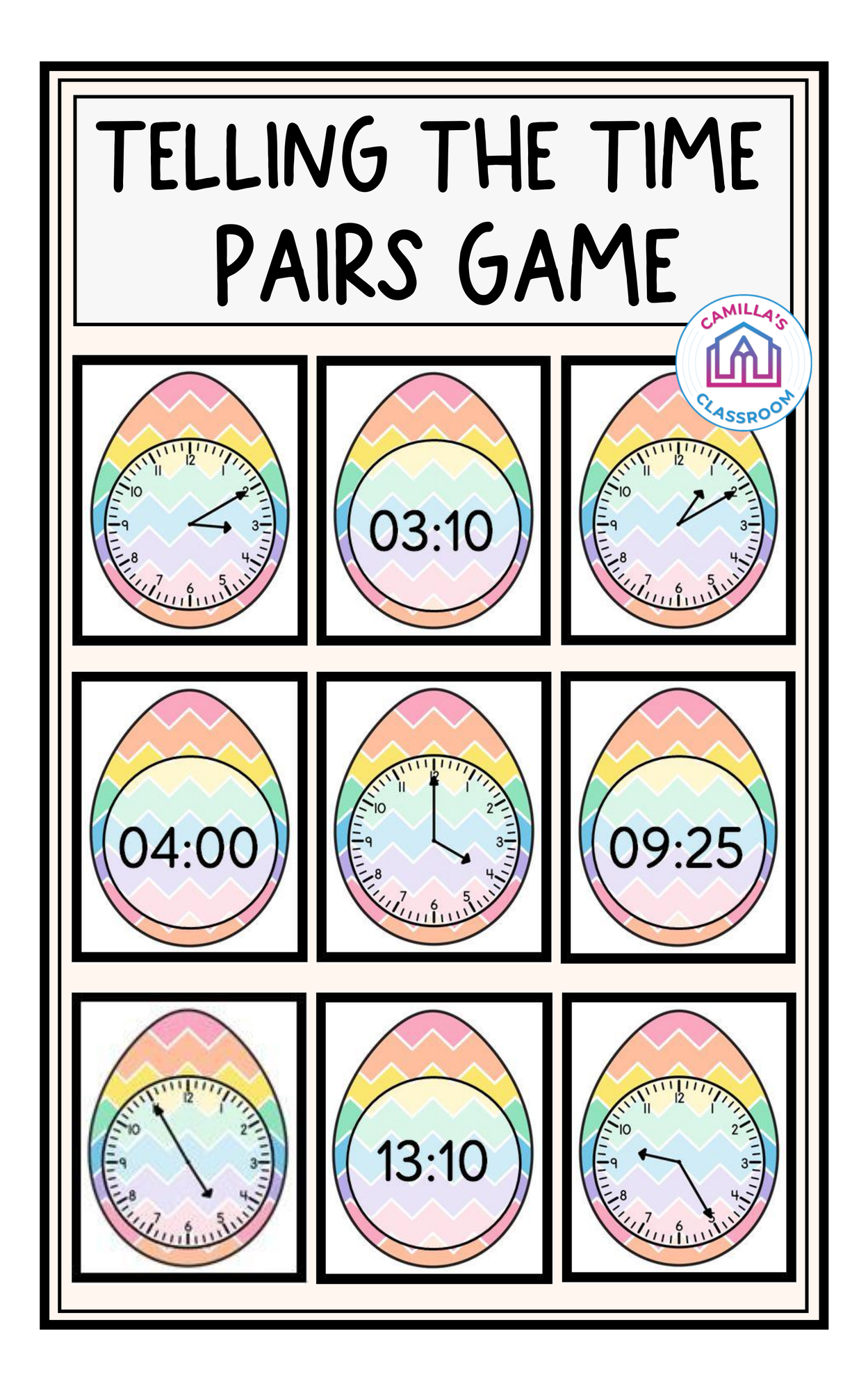 Telling the Time (Easter Eggs) - Pairs Game – Unterrichtsmaterial im ...