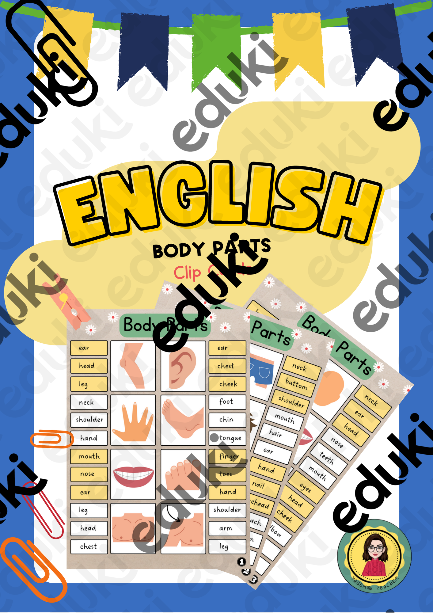 Body Parts Clip Cards | Vocabulary - material de la siguiente ...
