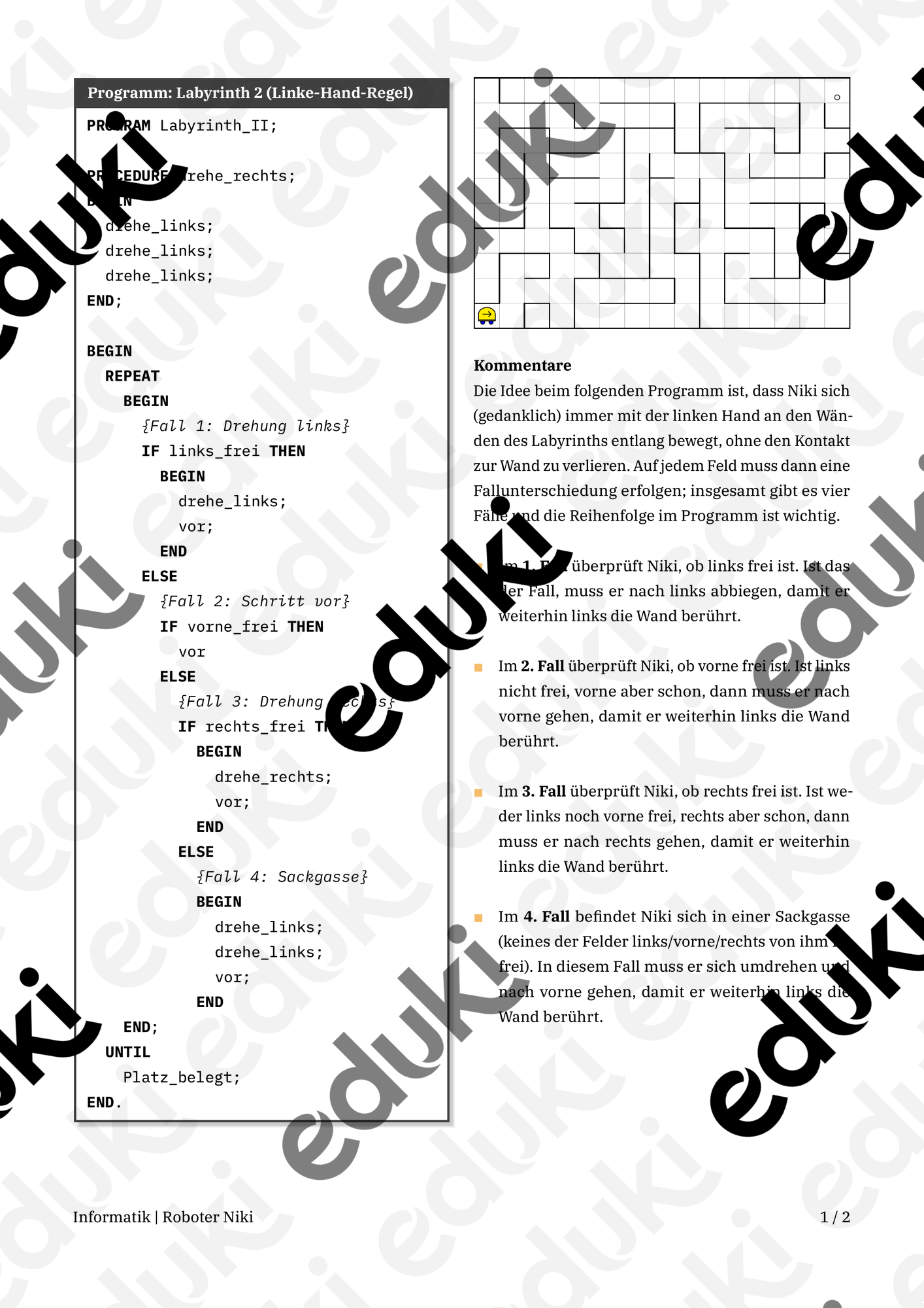 Roboter Niki: Labyrinth mit Code – Unterrichtsmaterial im Fach Digitale Bildung