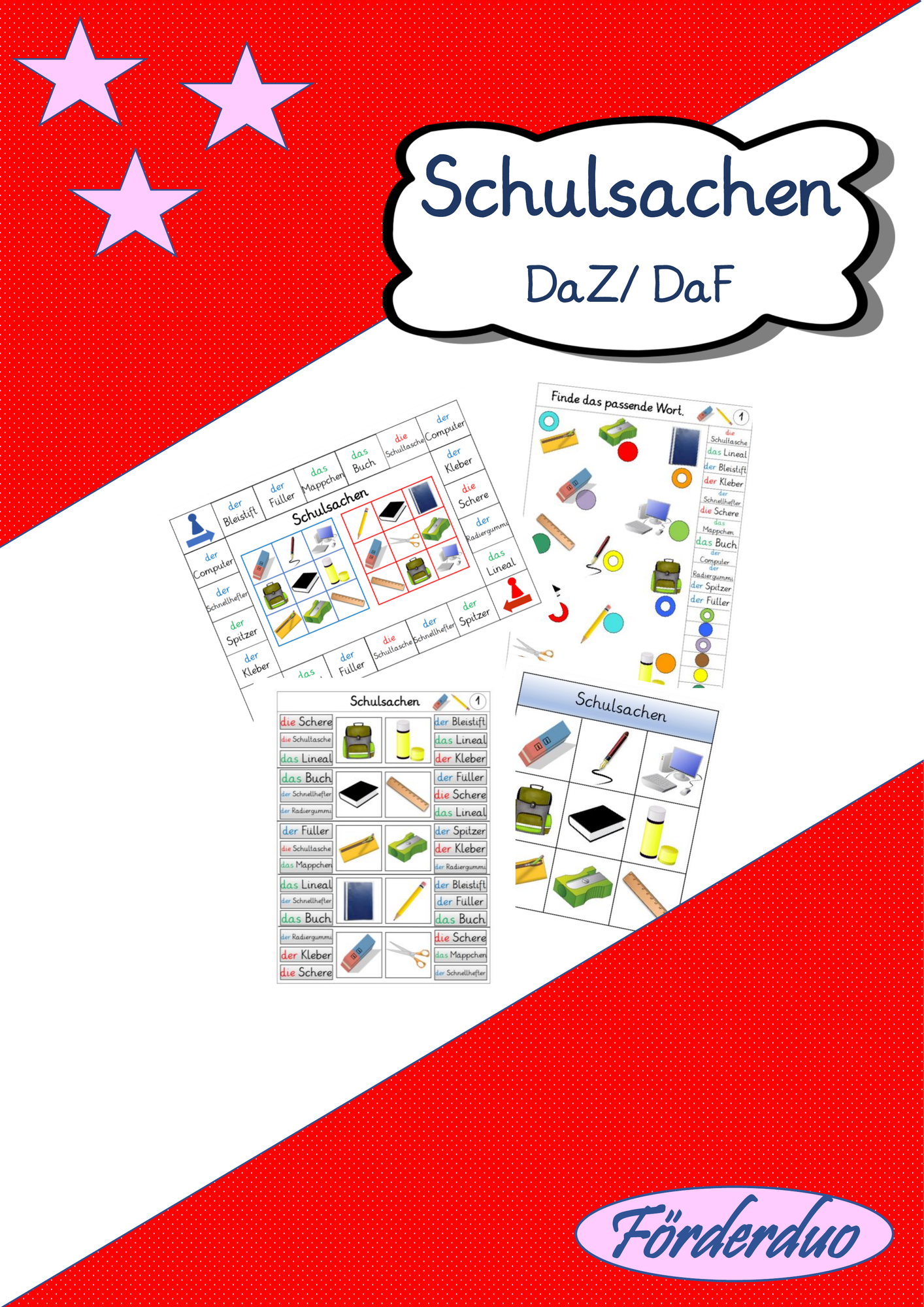 Domino zum Thema "Schulsachen" (DaZ/DaF) – Unterrichtsmaterial im Fach ...