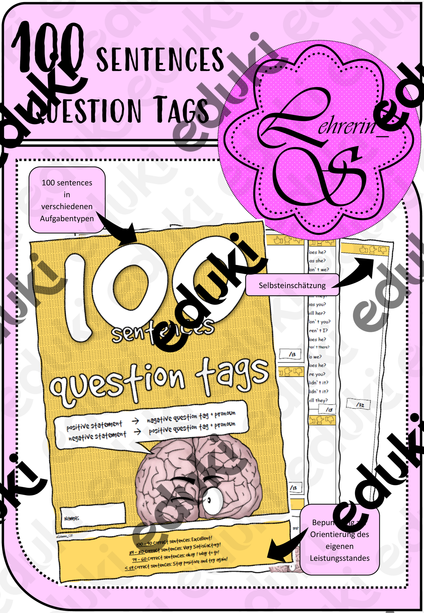 100 sentences: question tags – Unterrichtsmaterial im Fach Englisch