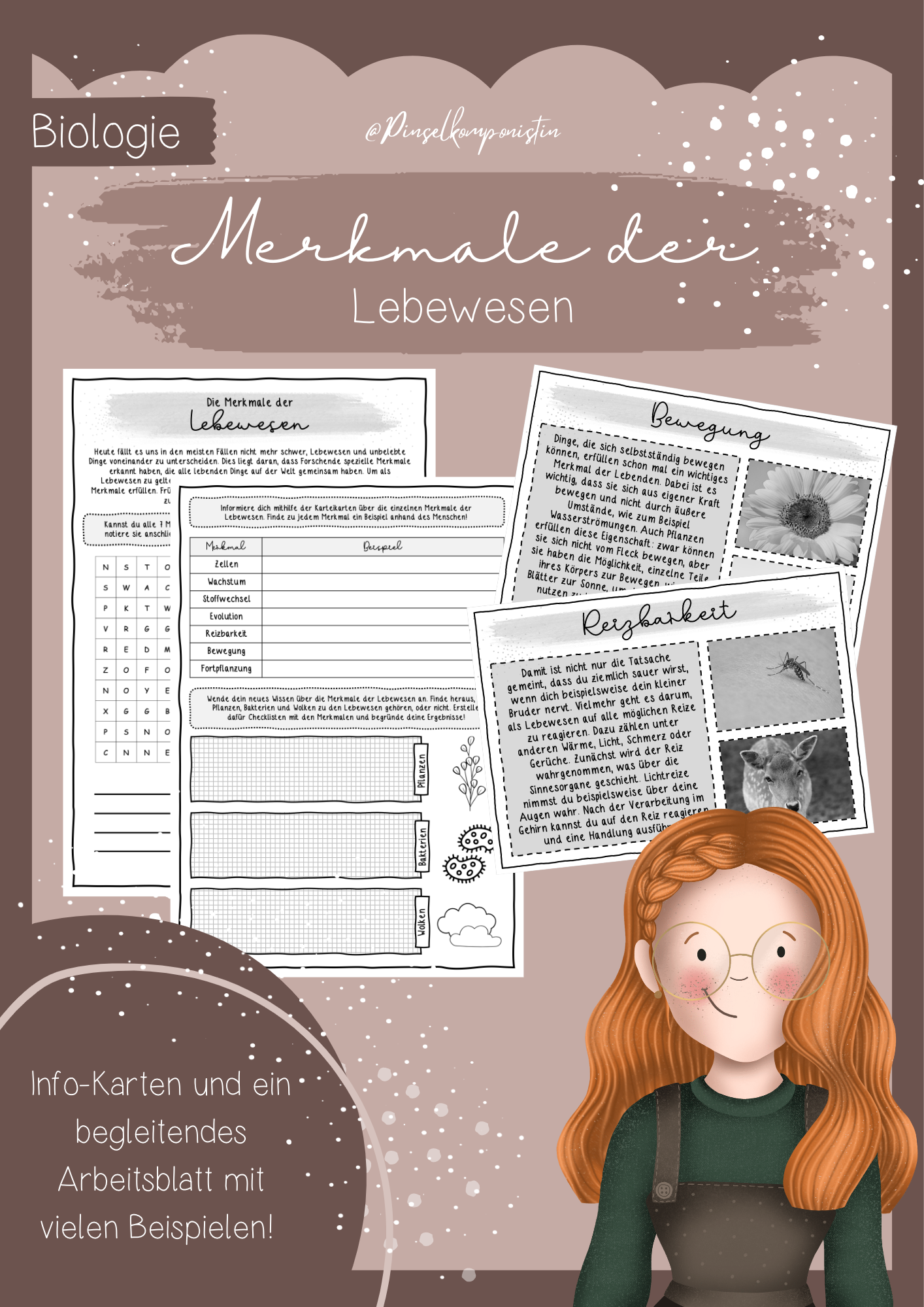 Merkmale der Lebewesen // Arbeitsblatt und Infokarten ...