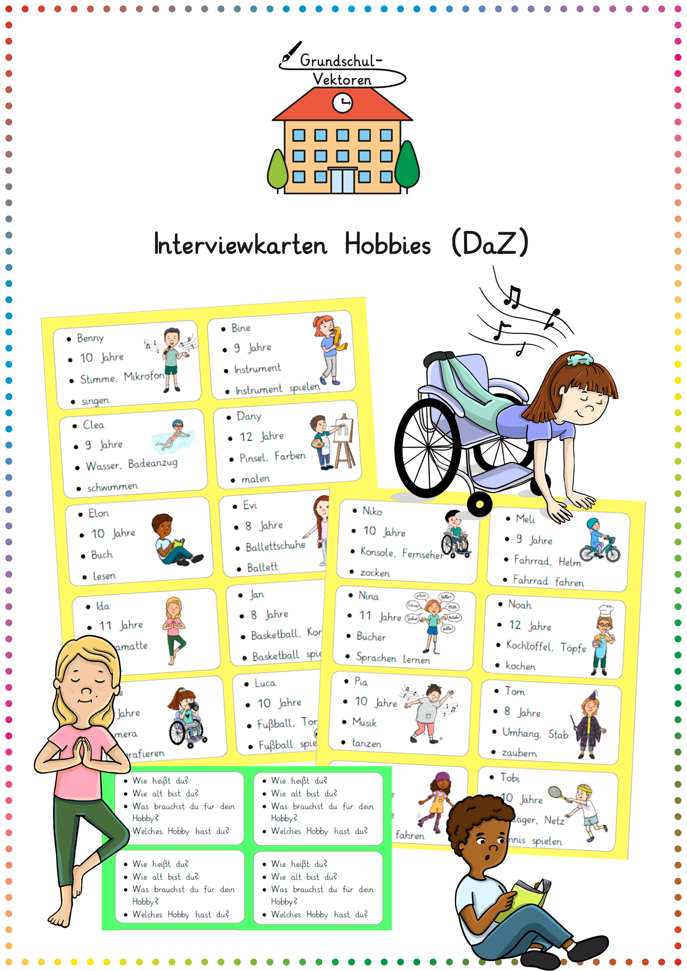 Hobbies / Freizeit: Interviewkarten (Sprechanlass) - DaZ / Deutsch - Kl ...