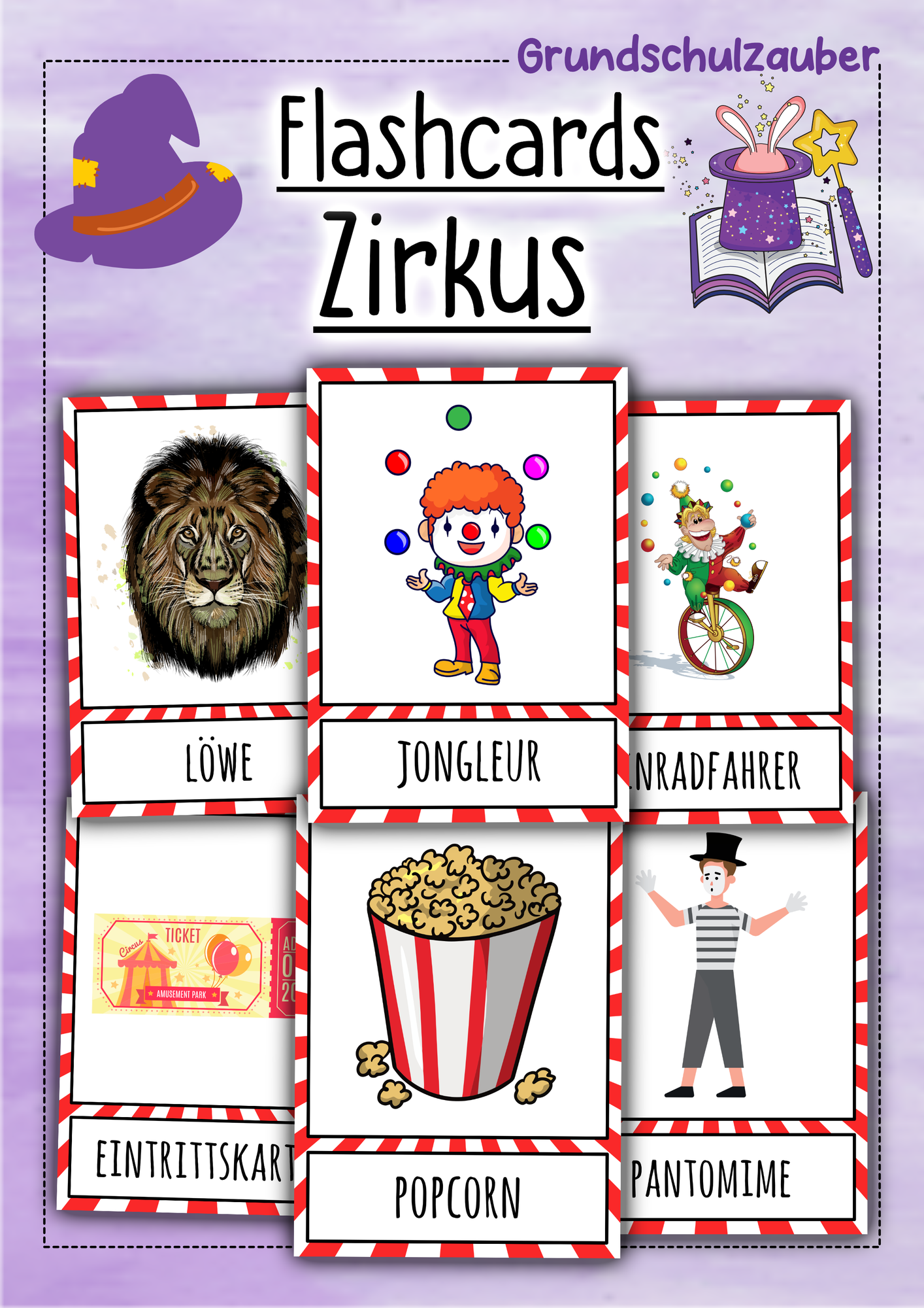 Flashcards zum Thema "Zirkus" Bildkarten auf Deutsch ...