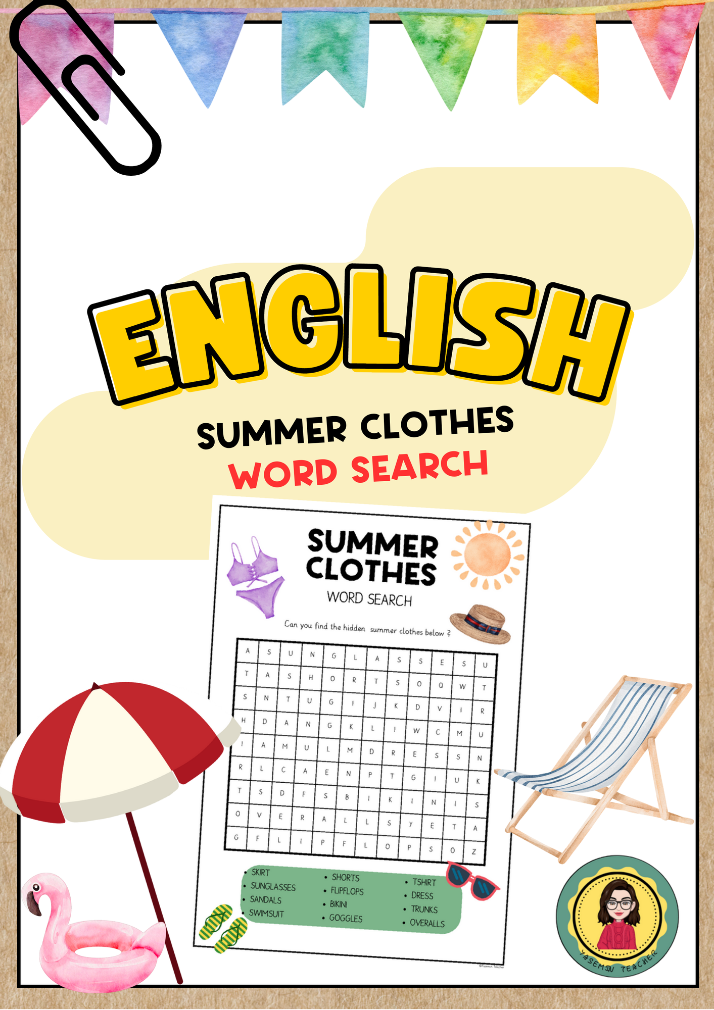 Summer Clothes Word Search | Vocabulary #sommerbeieduki ...