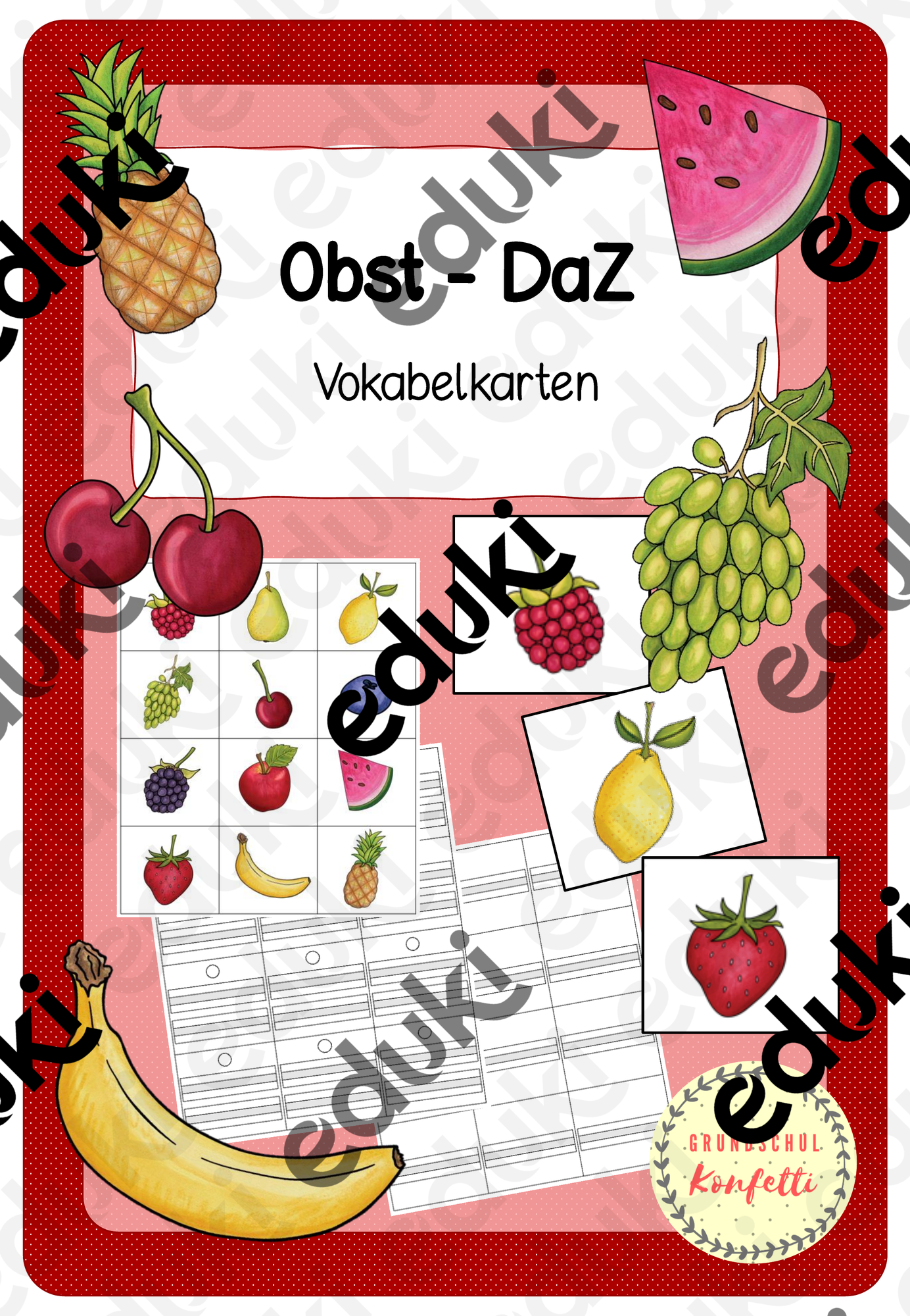 Obst - Vokabelkarten (DaZ/DaF) – Unterrichtsmaterial im Fach DaZ/DaF
