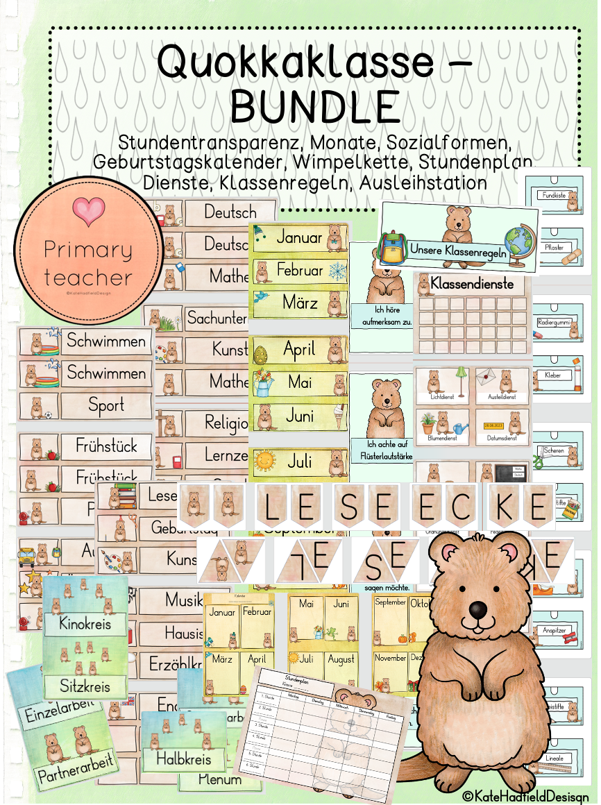 BUNDLE: Quokkaklasse / Klassentier Quokka - Classroom Management ...