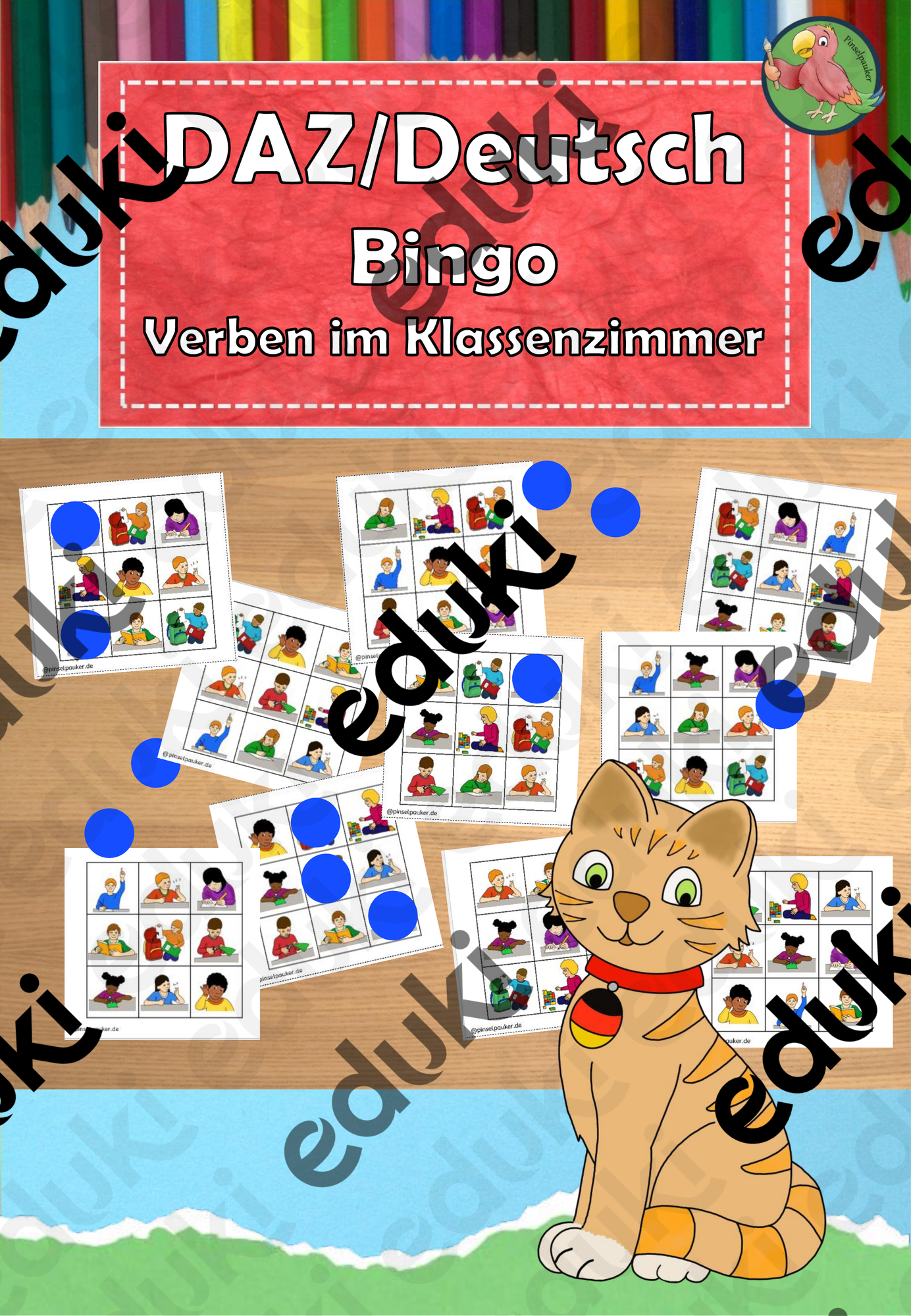 DAZ/ Deutsch Bingo Spiel Verben im Klassenzimmer – Unterrichtsmaterial ...