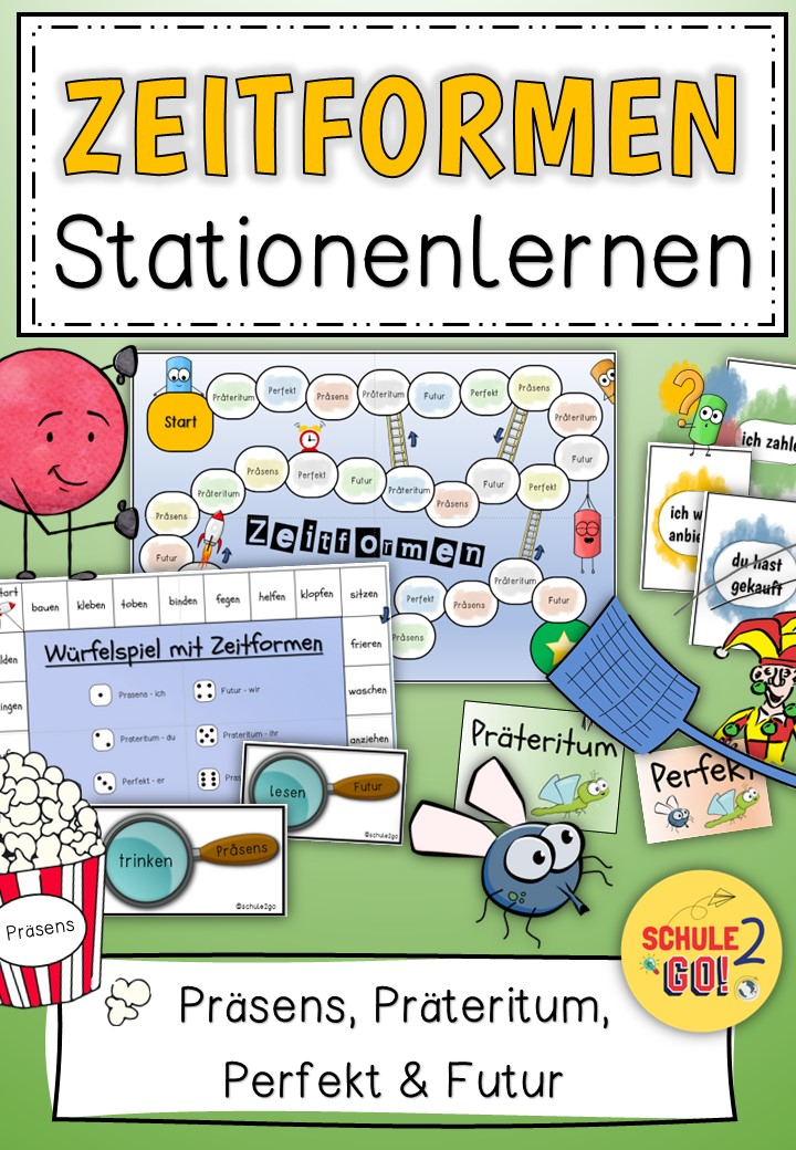 ZEITFORMEN Verben Lerntheke / Stationenlernen/ Deutsch ...