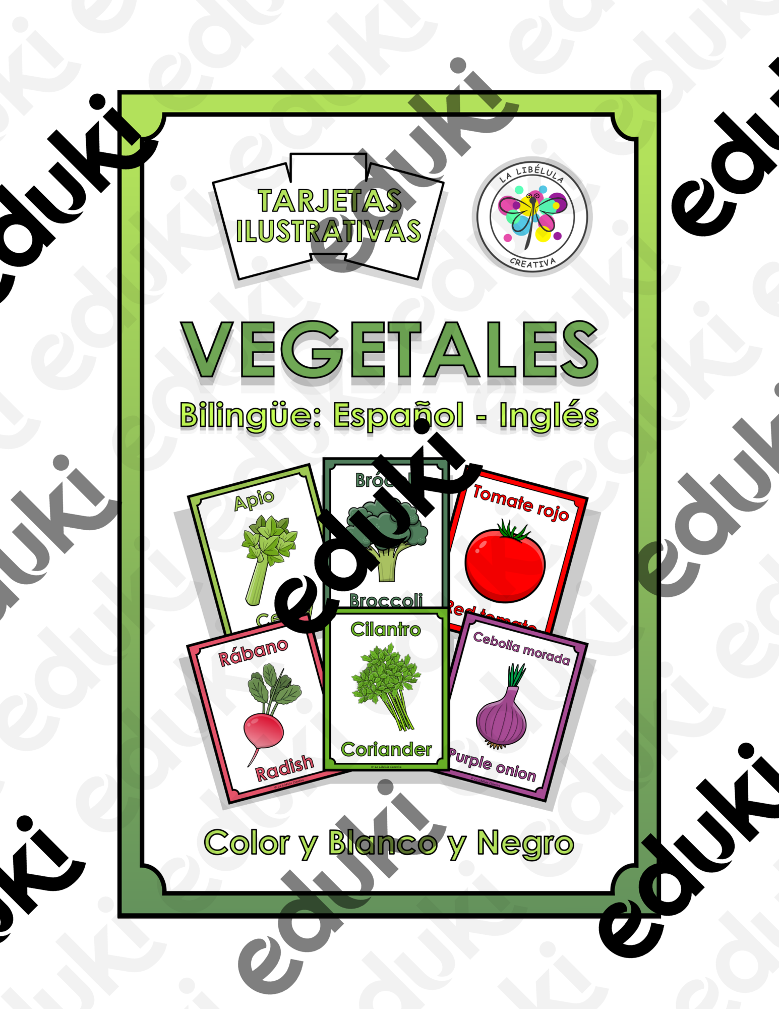 TARJETAS ILUSTRATIVAS VERDURAS BILINGUES ESPAÑOL INGLES - material ...