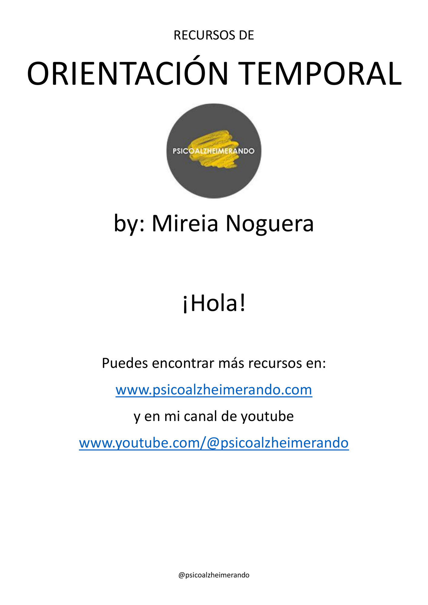 Recursos para orientación temporal - material de la siguiente asignatura Material interdisciplinario