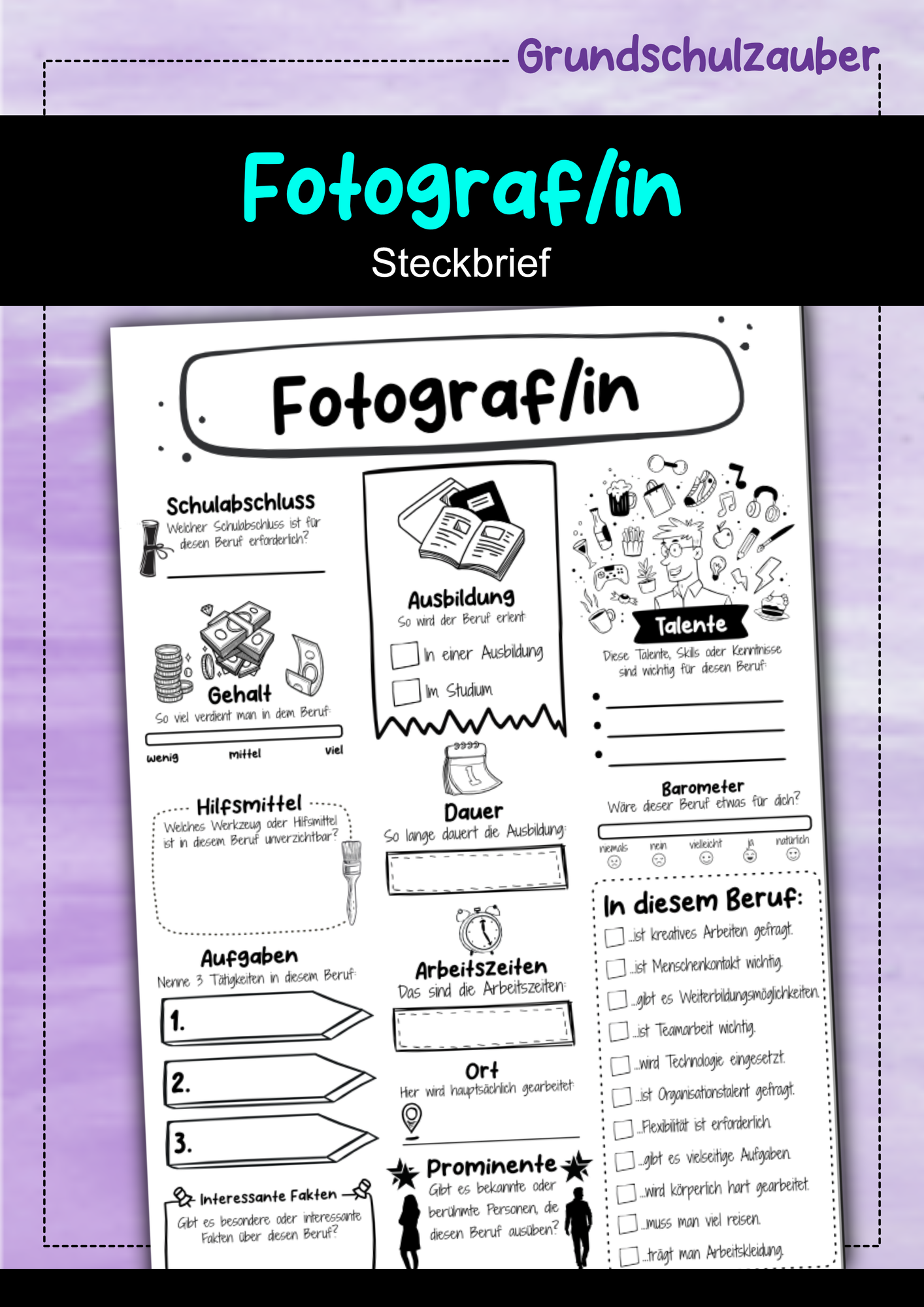 Steckbrief Fotograf – Unterrichtsmaterial in den Fächern Arbeitslehre ...