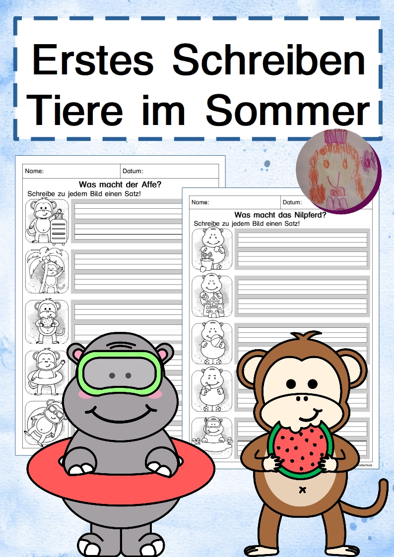 Erstes freies Schreiben zu Bildern: Tiere im Sommer ...