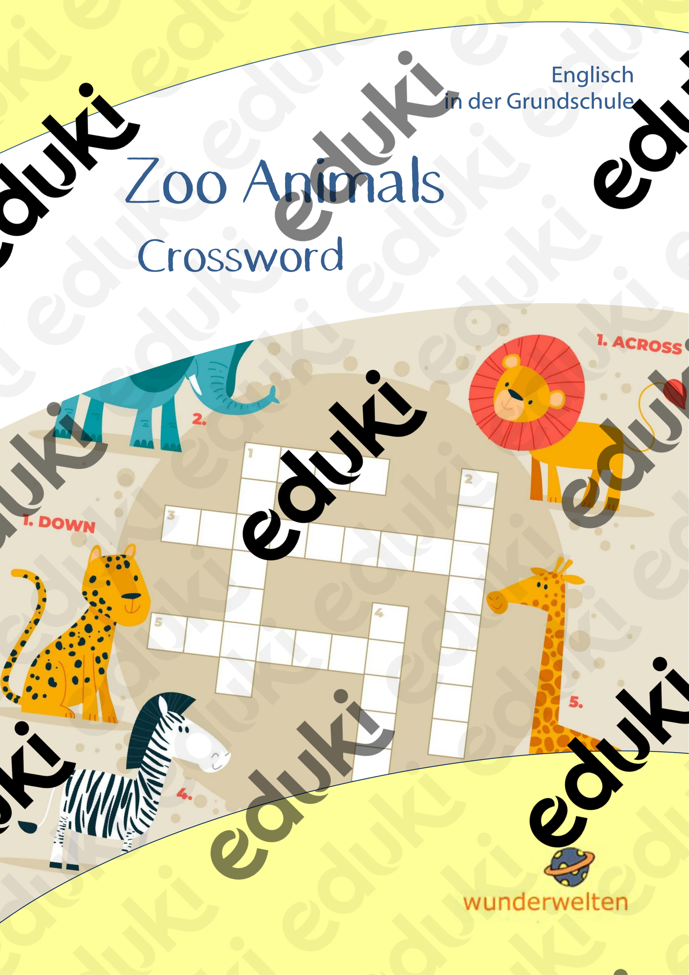 Zoo Animals - Crossword - Zootiere - Kreuzworträtsel ...