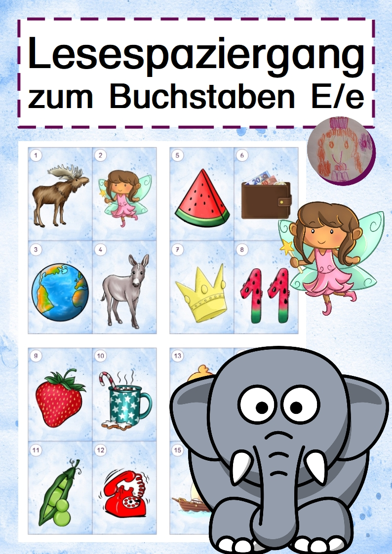 Lesespaziergang zur Buchstabeneinführung von E/e – Unterrichtsmaterial ...