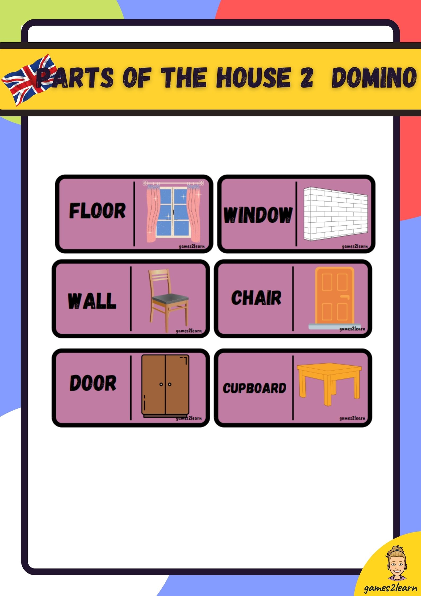 PARTS OF THE HOUSE DOMINO (2) – Unterrichtsmaterial im Fach Englisch