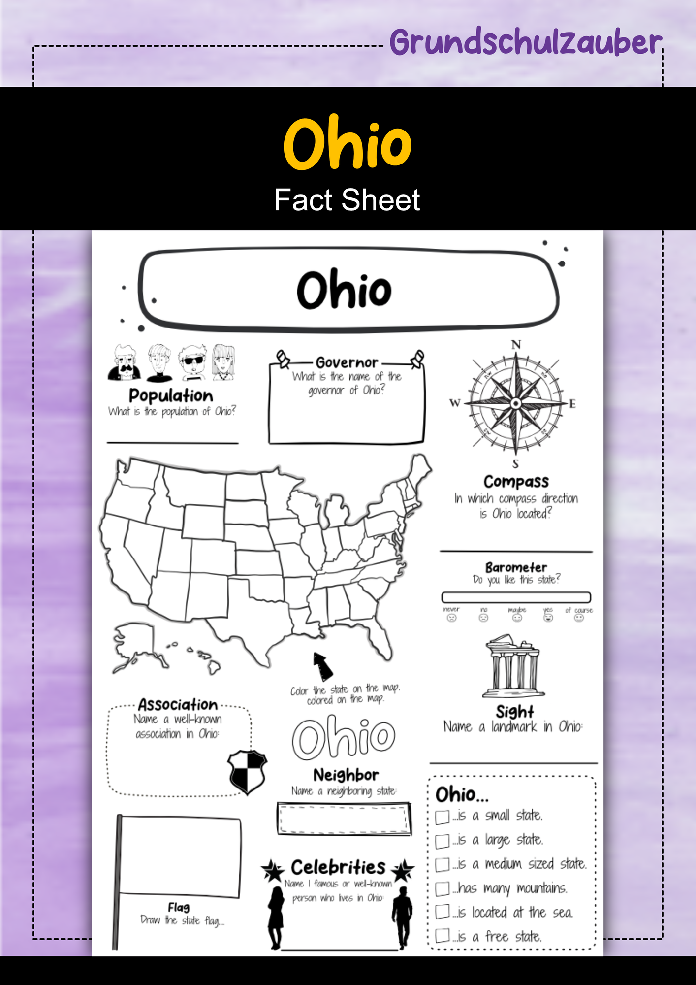 Ohio Fact Sheet - USA State (english) – Unterrichtsmaterial in den ...
