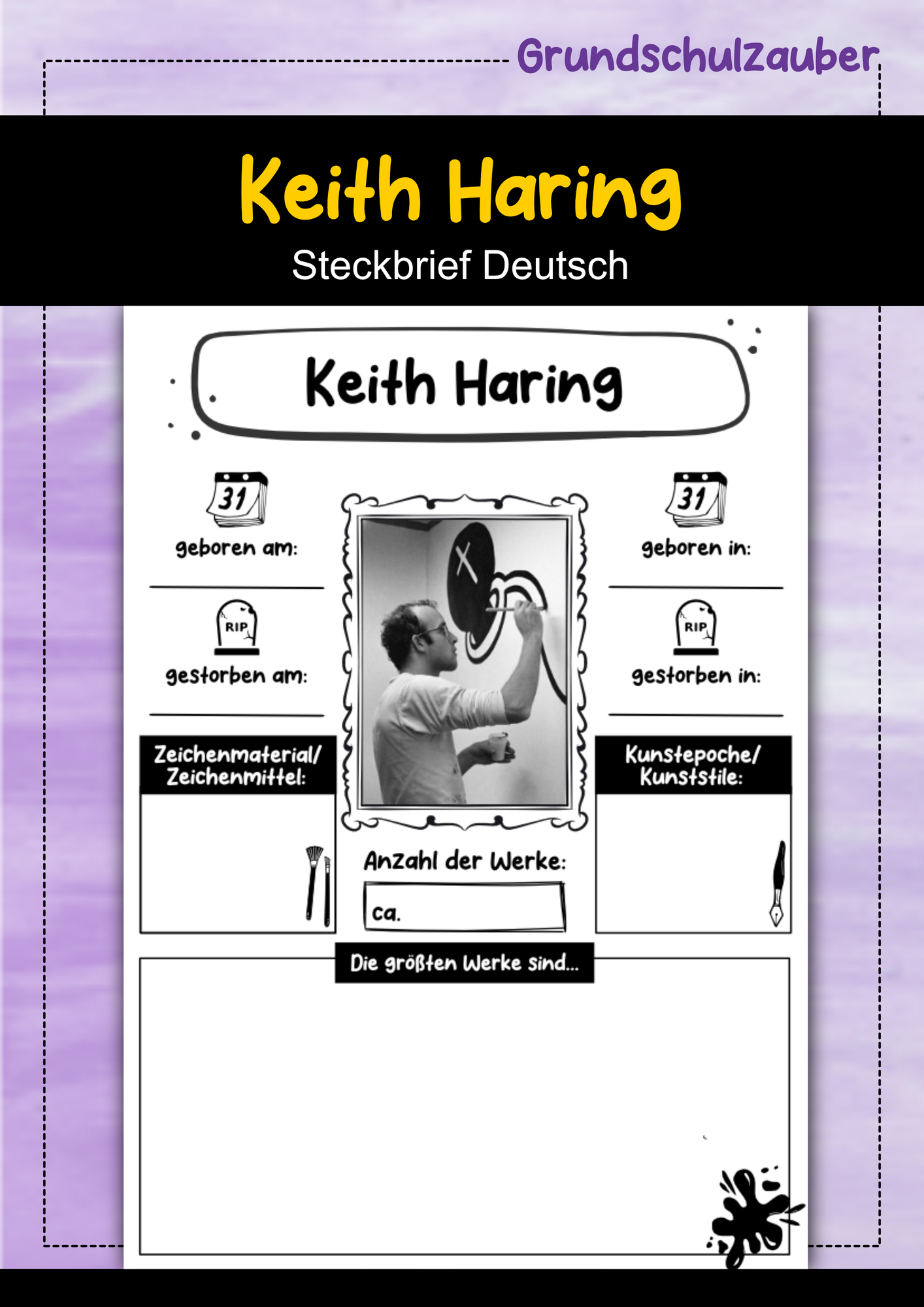 Keith Haring Künstler Steckbrief – Unterrichtsmaterial im Fach Kunst
