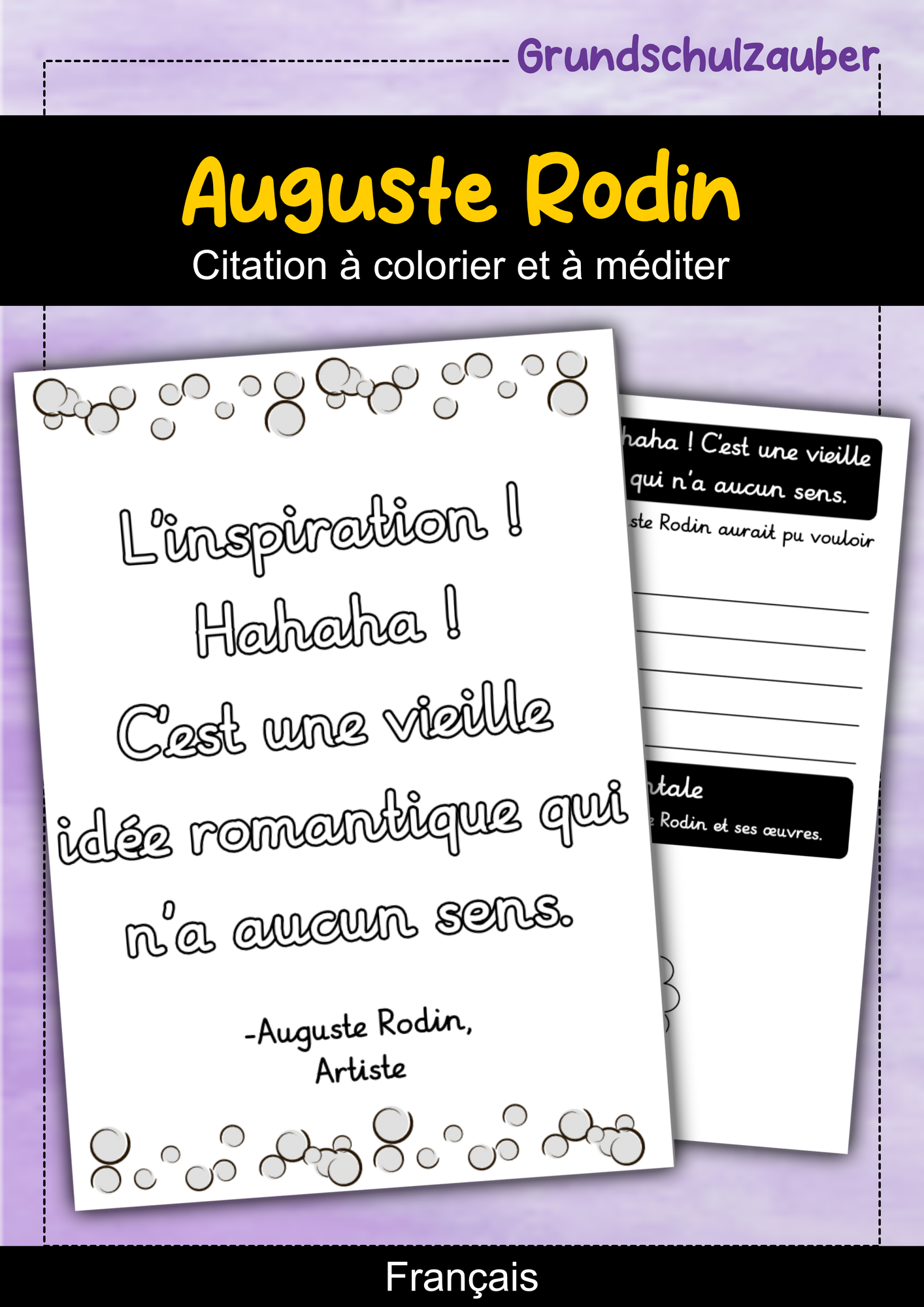 Auguste Rodin - Citation d'artiste à colorier et à réfléchir (français ...