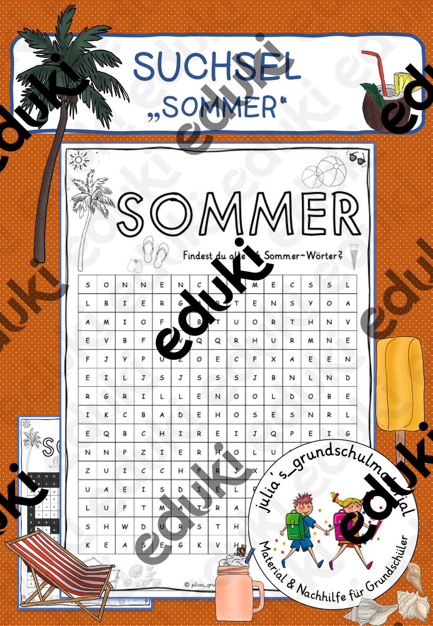 Suchsel "14 Sommer-Wörter" – Unterrichtsmaterial im Fach Fachübergreifendes