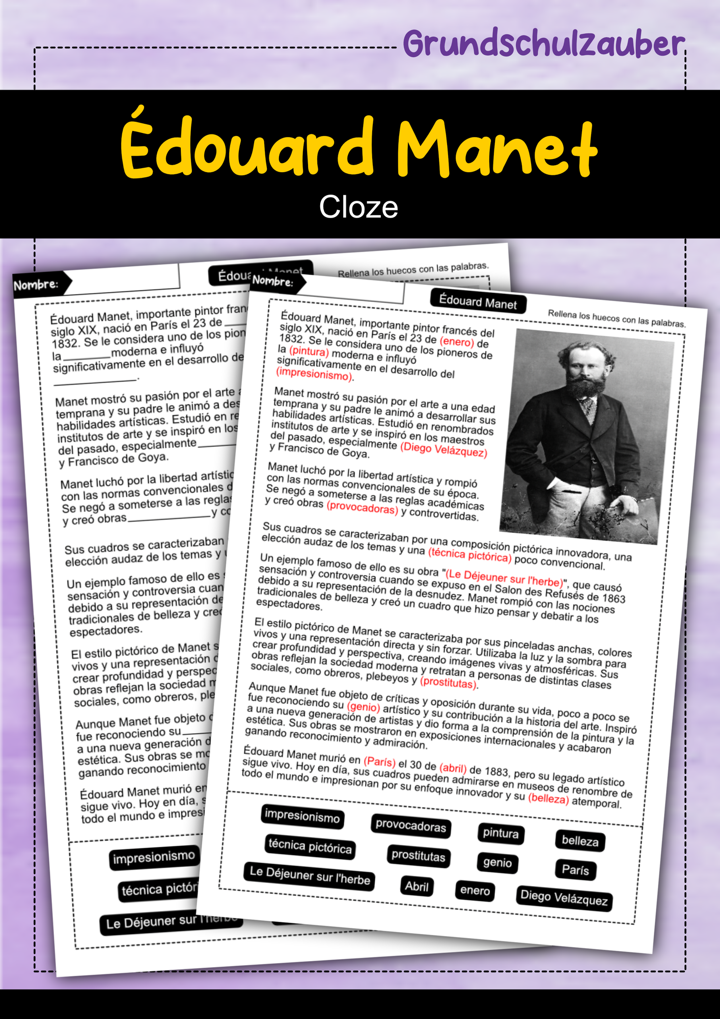 Édouard Manet Cloze con solución (español) – Unterrichtsmaterial in den ...