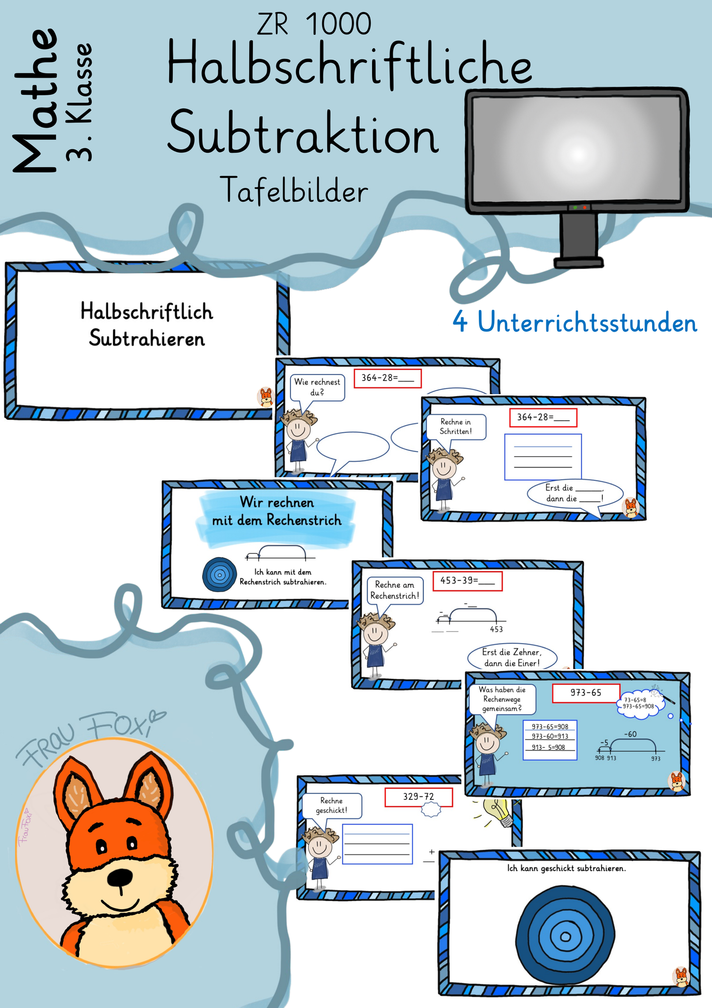 Halbschriftliche Subtraktion ZR 1000 - digitale Tafelbilder ...