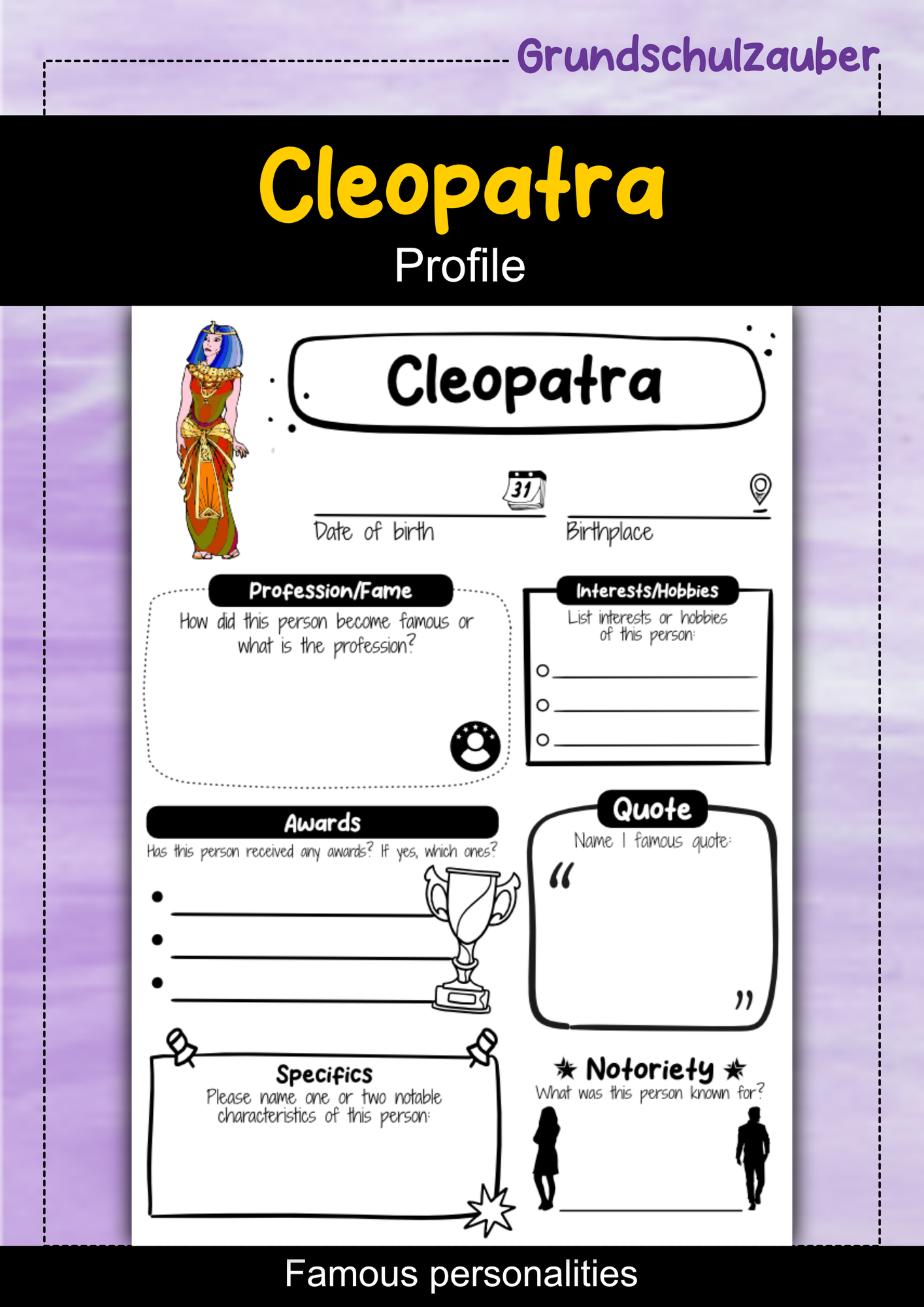 Cleopatra Profile - Famous people (English) – Unterrichtsmaterial in ...