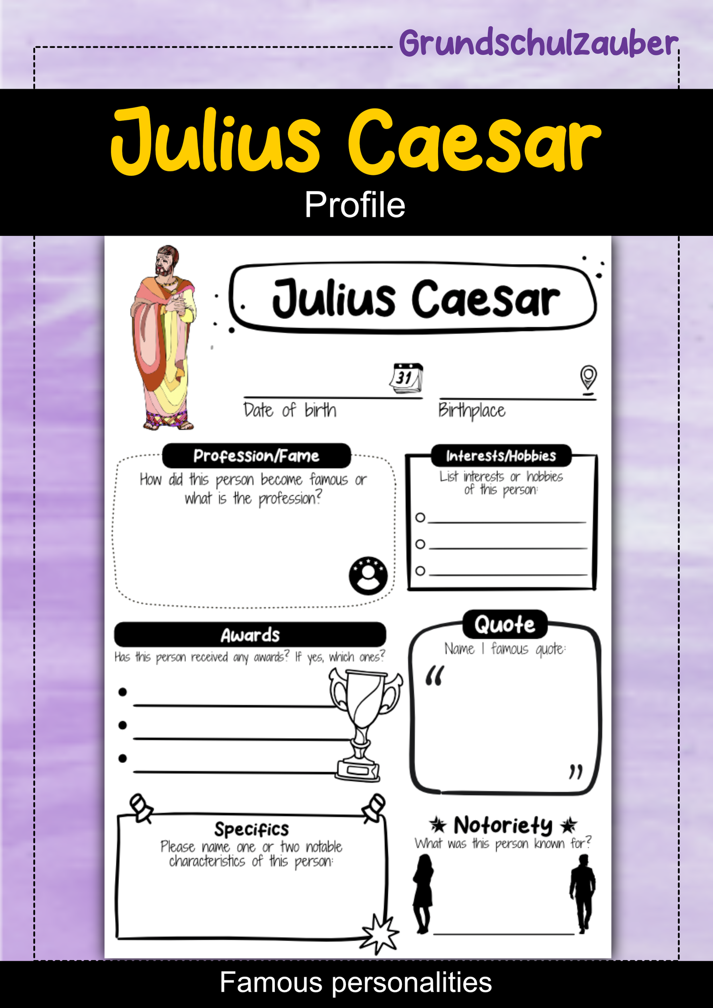 Julius Caesar Profile - Famous people (English) – Unterrichtsmaterial ...