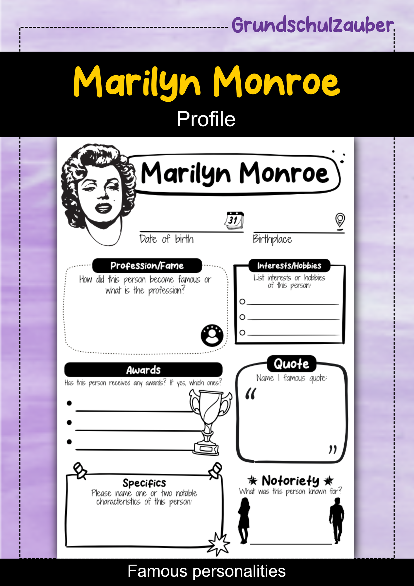 Marilyn Monroe Profile - Famous people (English) – Unterrichtsmaterial ...