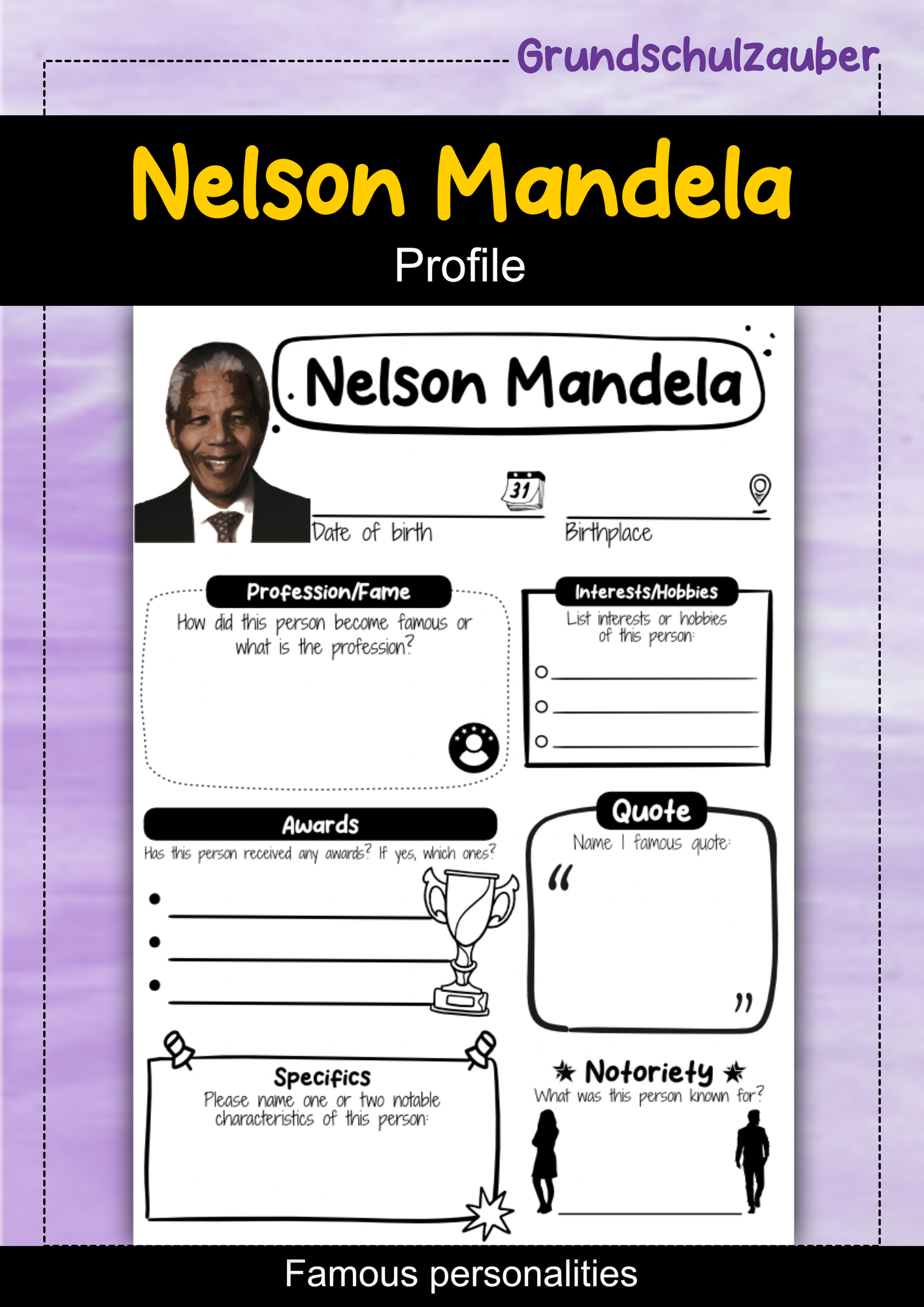 Nelson Mandela Profile - Famous people (English) – Unterrichtsmaterial ...
