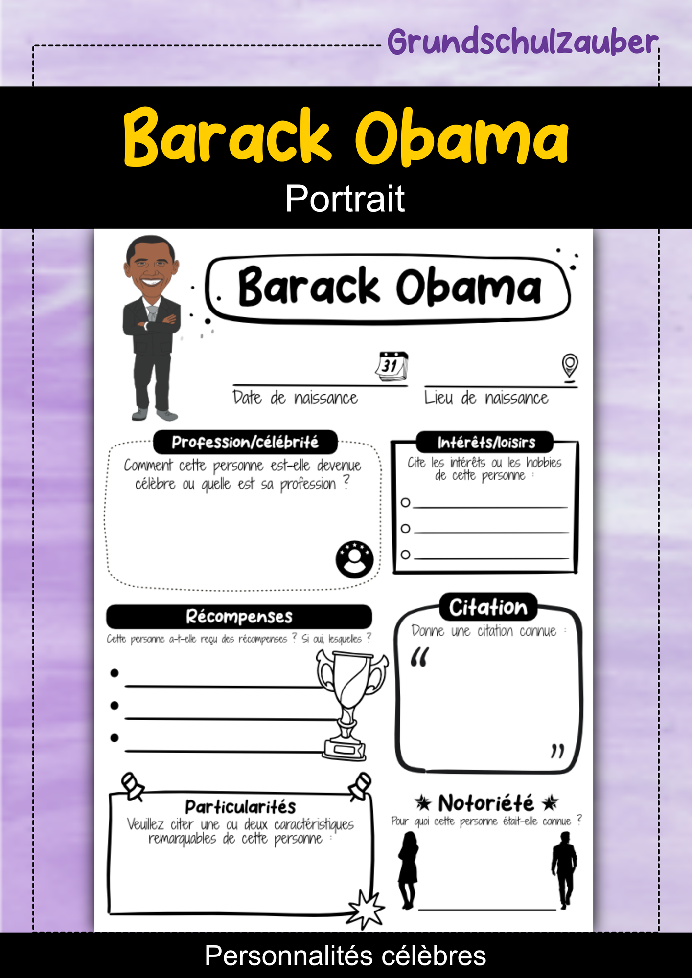 Barack Obama Portrait - Personnages célèbres (français ...