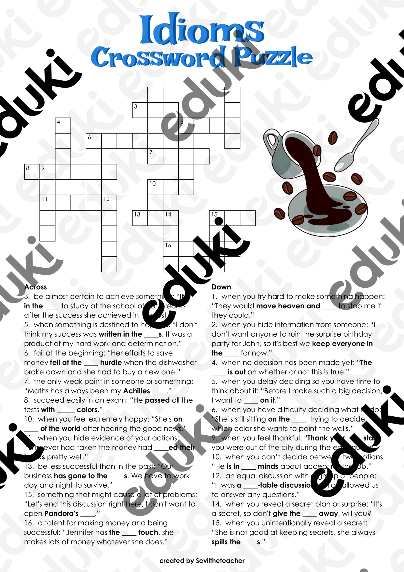 Idioms Crossword Puzzles Bundle - material de la siguiente asignatura ...