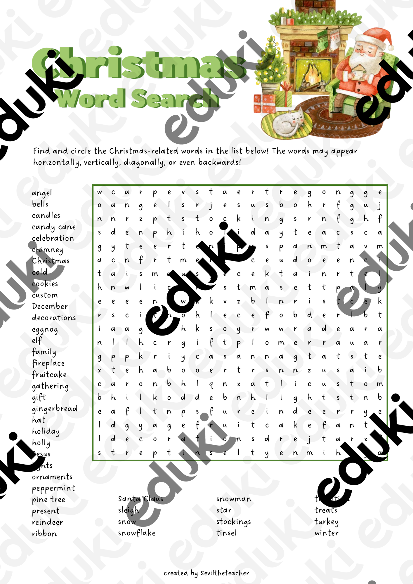 Christmas Word Search Puzzle – Unterrichtsmaterial im Fach Englisch