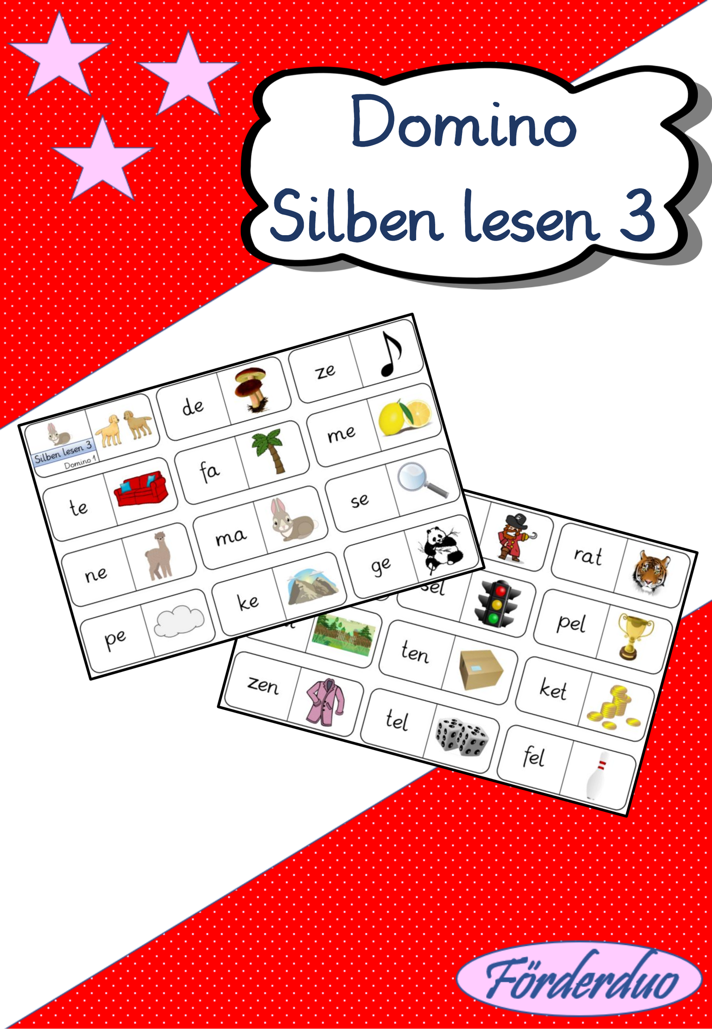 Domino "Silben lesen 3" (Endsilben) – Unterrichtsmaterial im Fach Deutsch