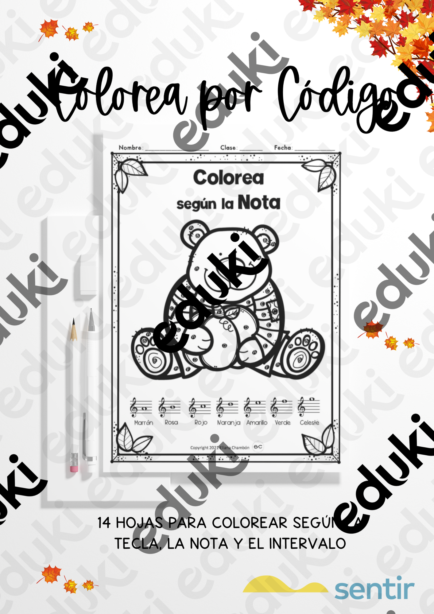 Colorea Según la Nota - Otoño - Hojas para colorear - material de la ...