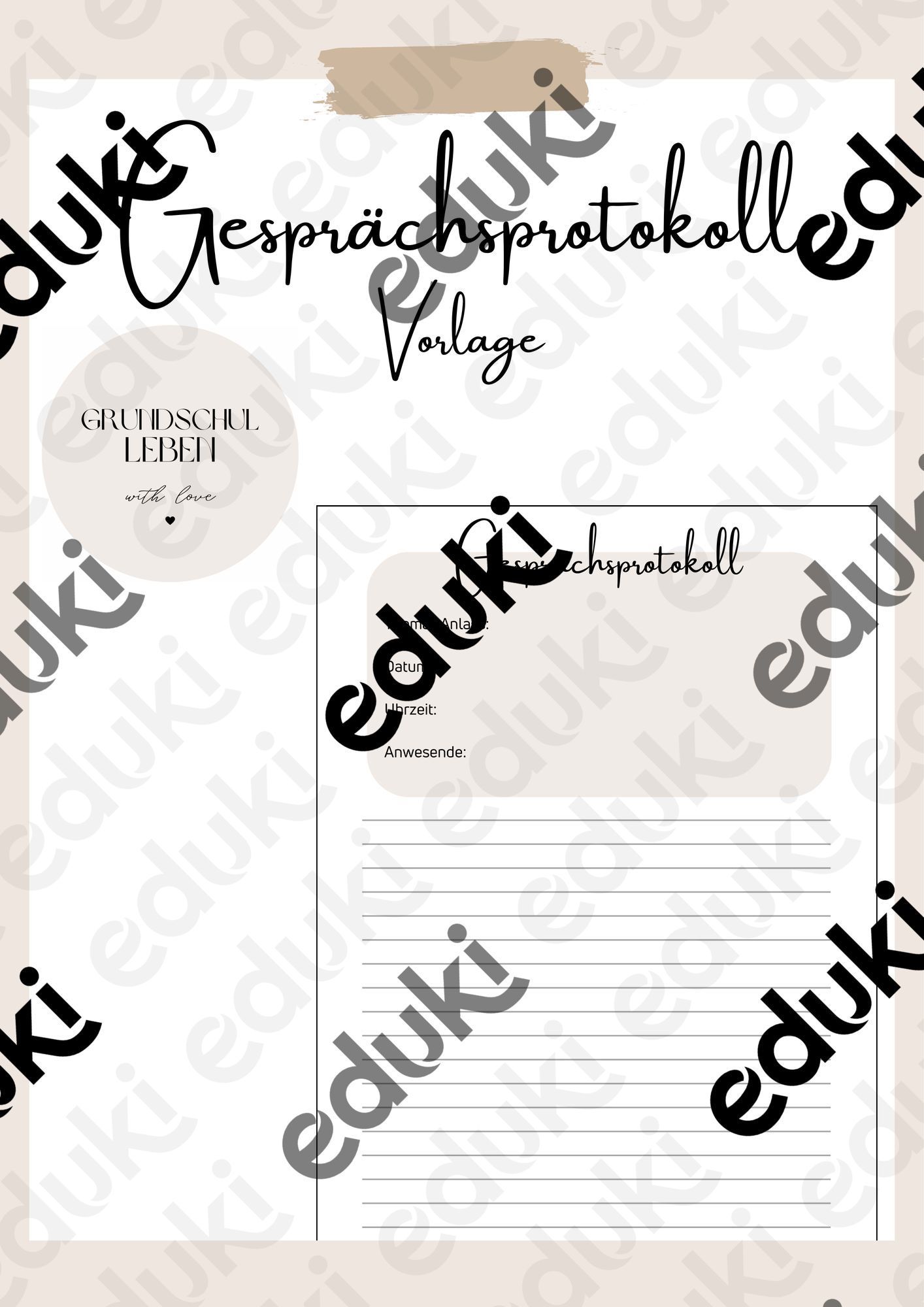 Gesprächsprotokoll Vorlage beige – Unterrichtsmaterial im Fach ...