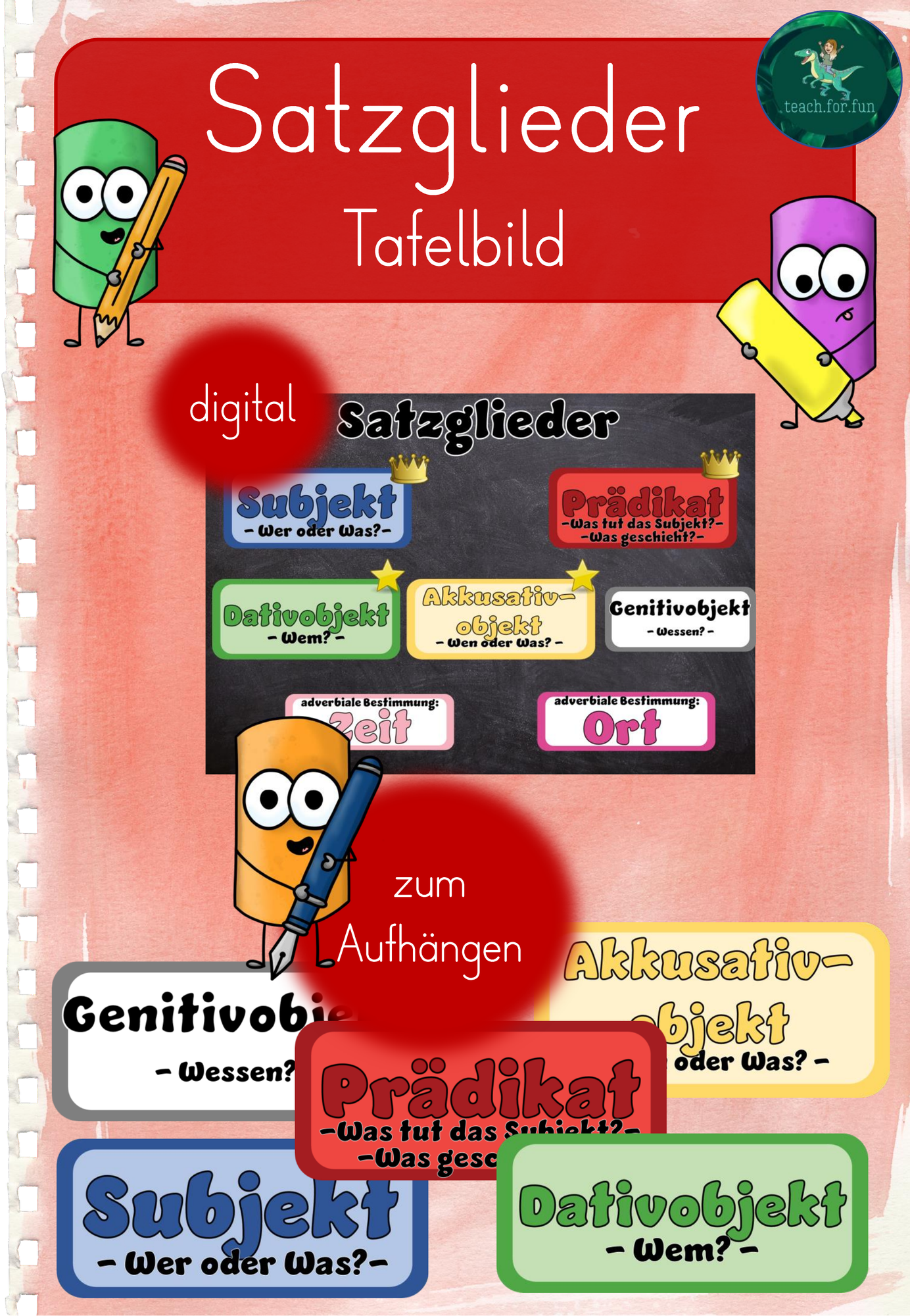 Satzglieder I Tafelbild I digital + analog – Unterrichtsmaterial im ...